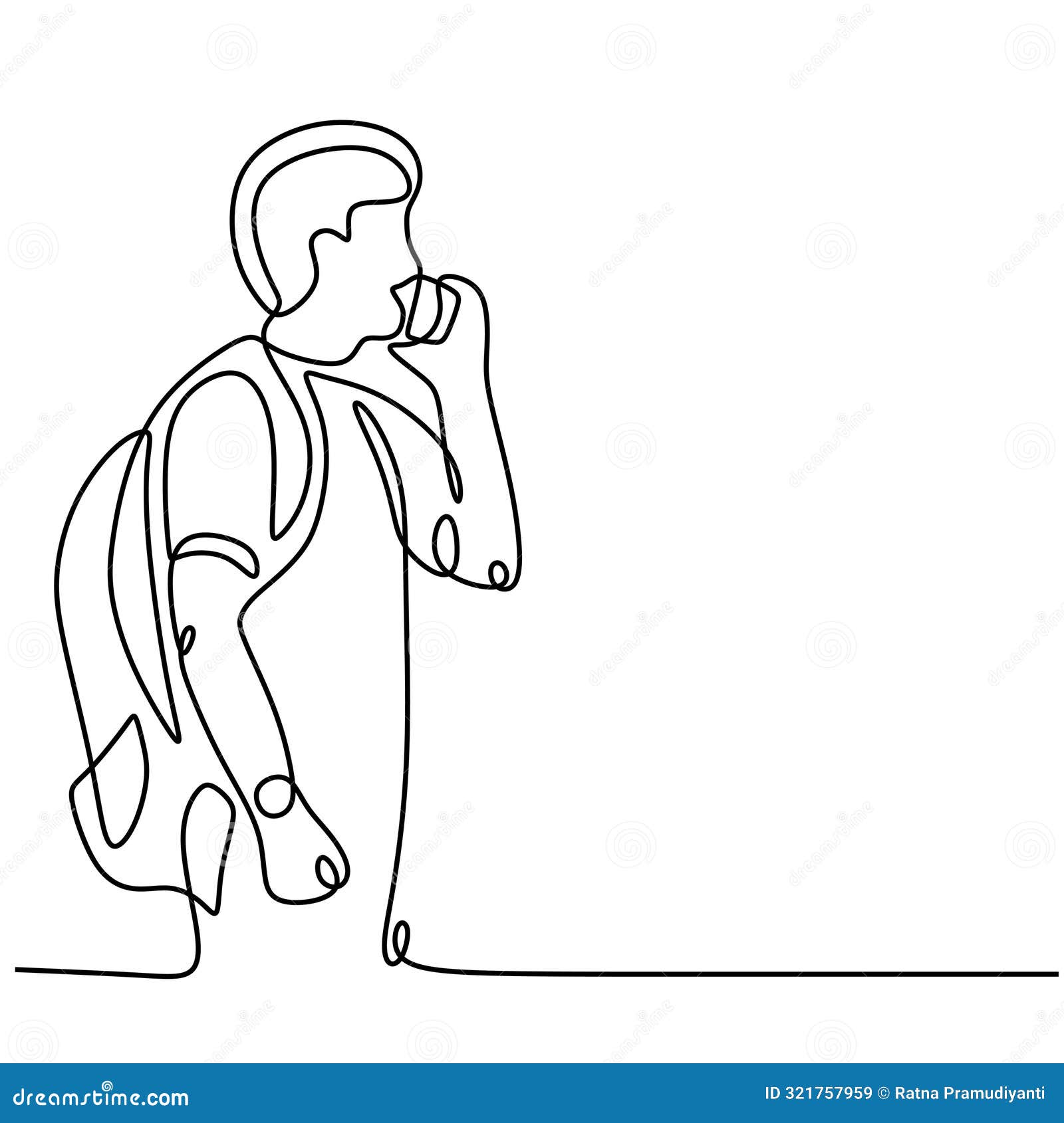 Continuous One Line People Talking with Phone. Student College ...