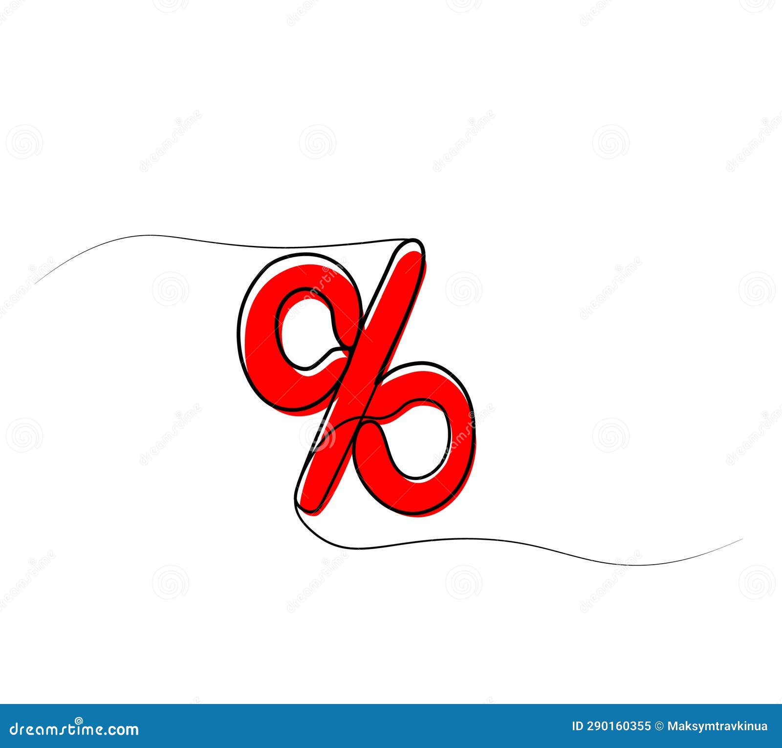 Continuous One Line Percentage Drawing. Vector Illustration, Stock ...