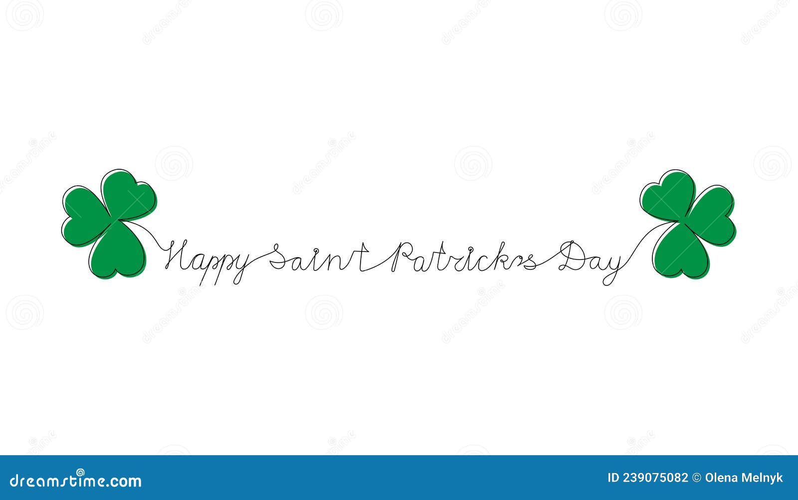 Continuous One Line Script Cursive Text Happy Saint Patrickâ€™s Day ...