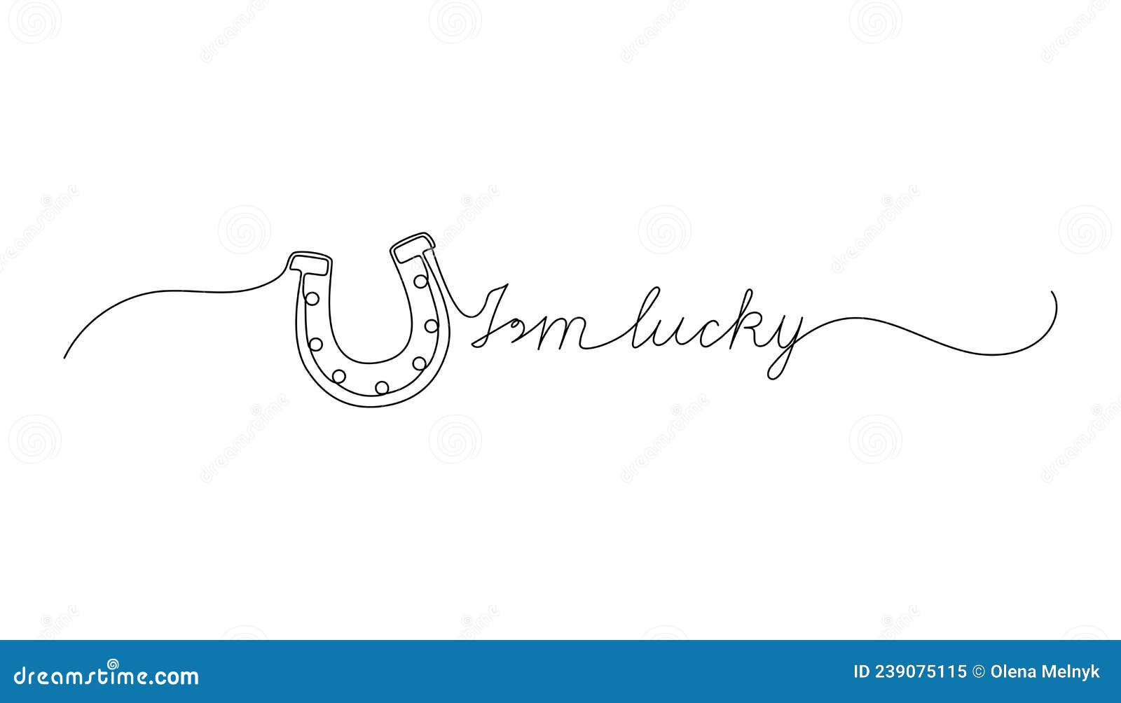 Continuous One Line Script Cursive Text Iâ€™m Lucky. Vector ...