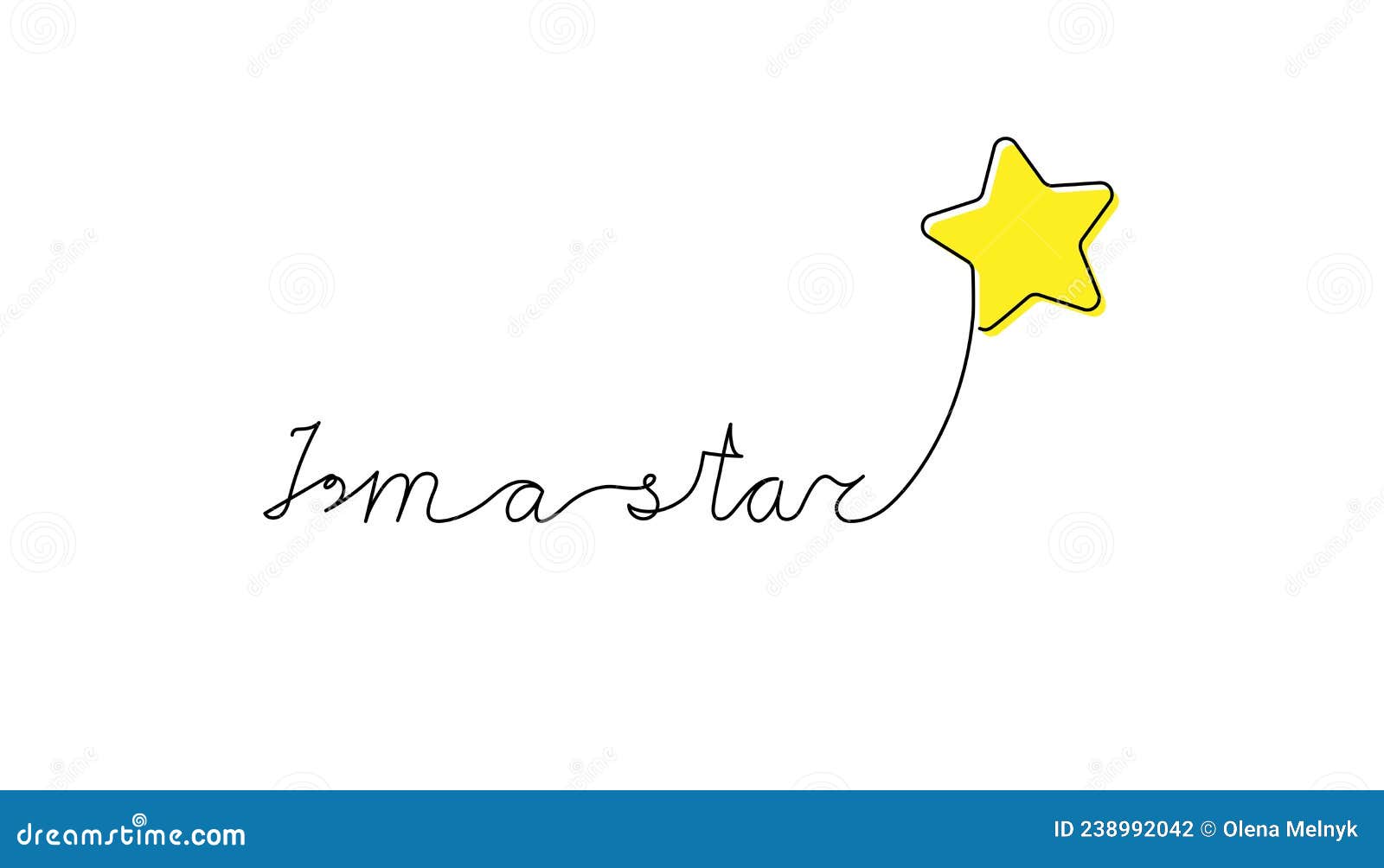 Continuous One Line Script Cursive Text I`m a Star. Vector Illustration ...