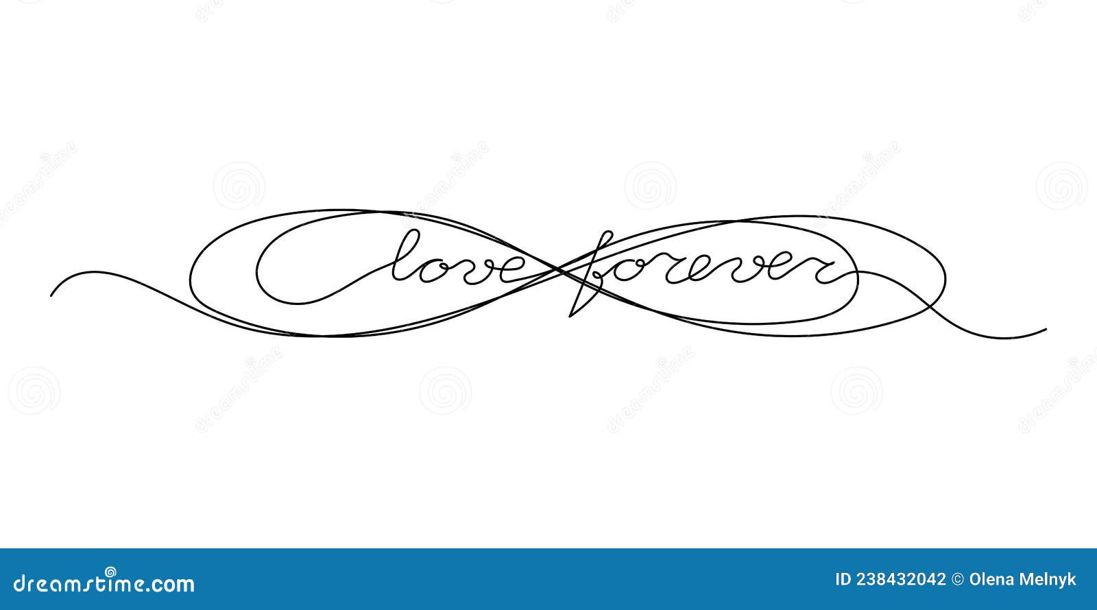 Continuous One Line Script Cursive Text Love Forever. Vector ...