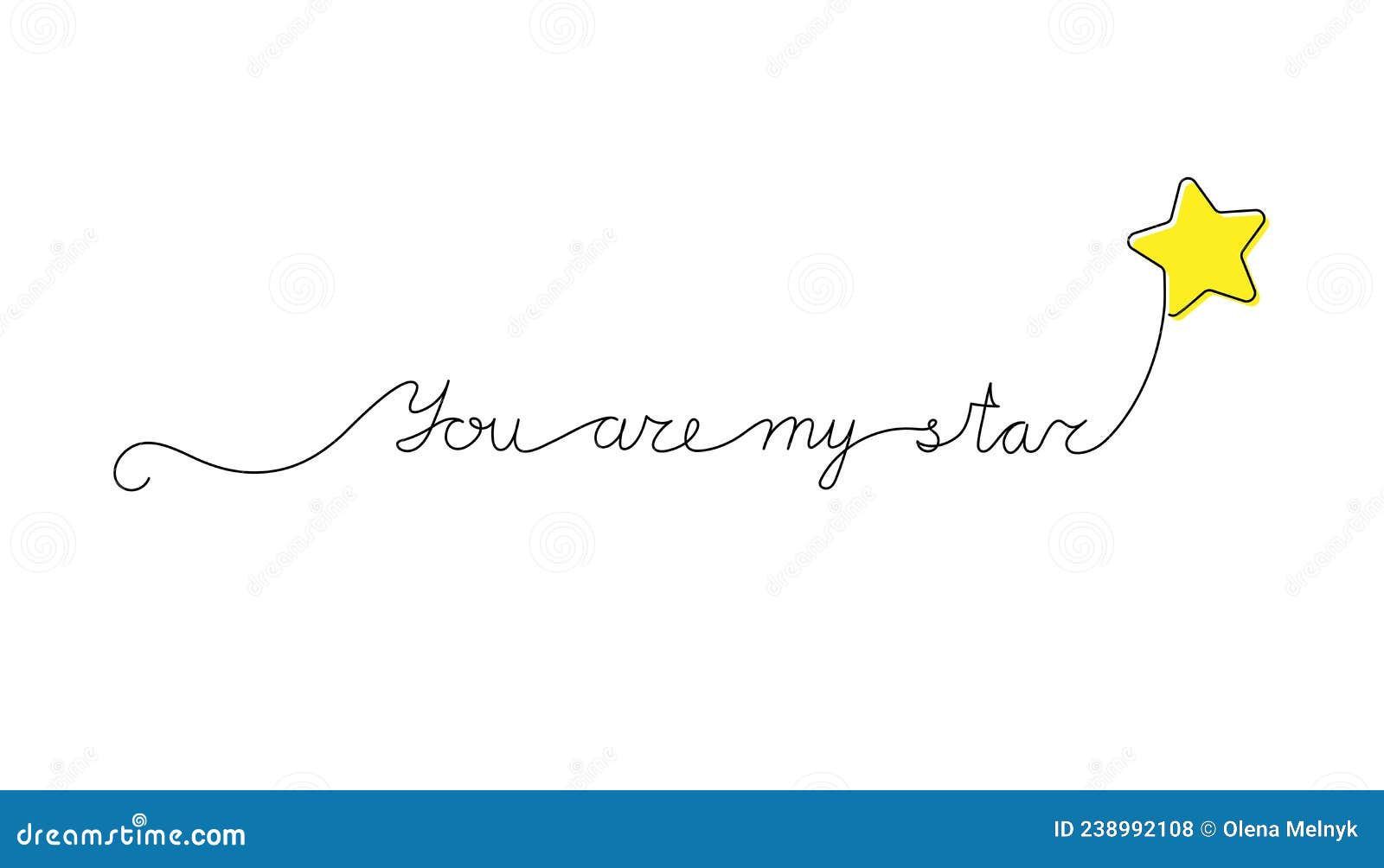 Continuous One Line Script Cursive Text You are My Star. Vector ...