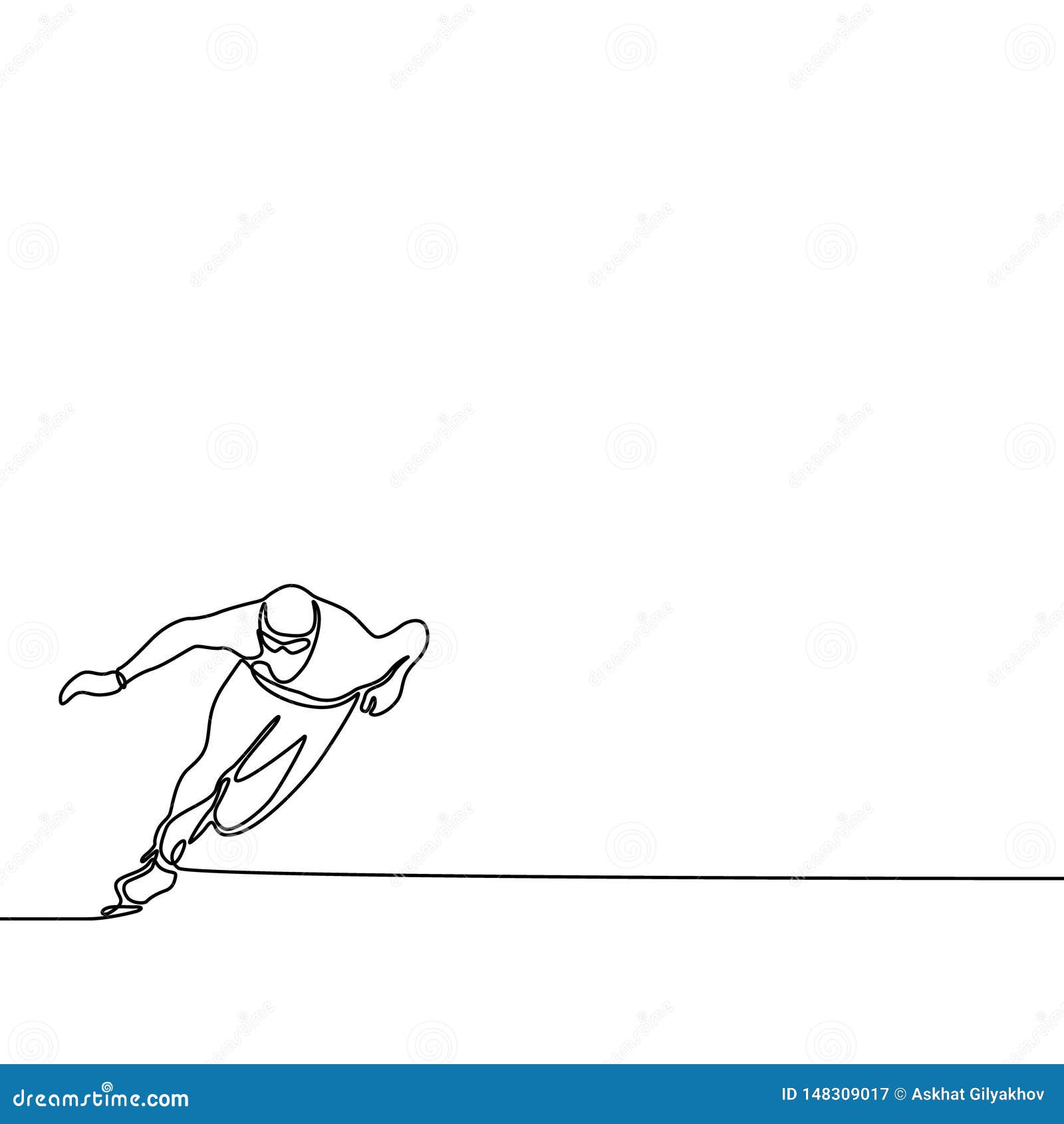 Continuous One Line Skate Runner, Olympic Winter Games Stock Vector ...