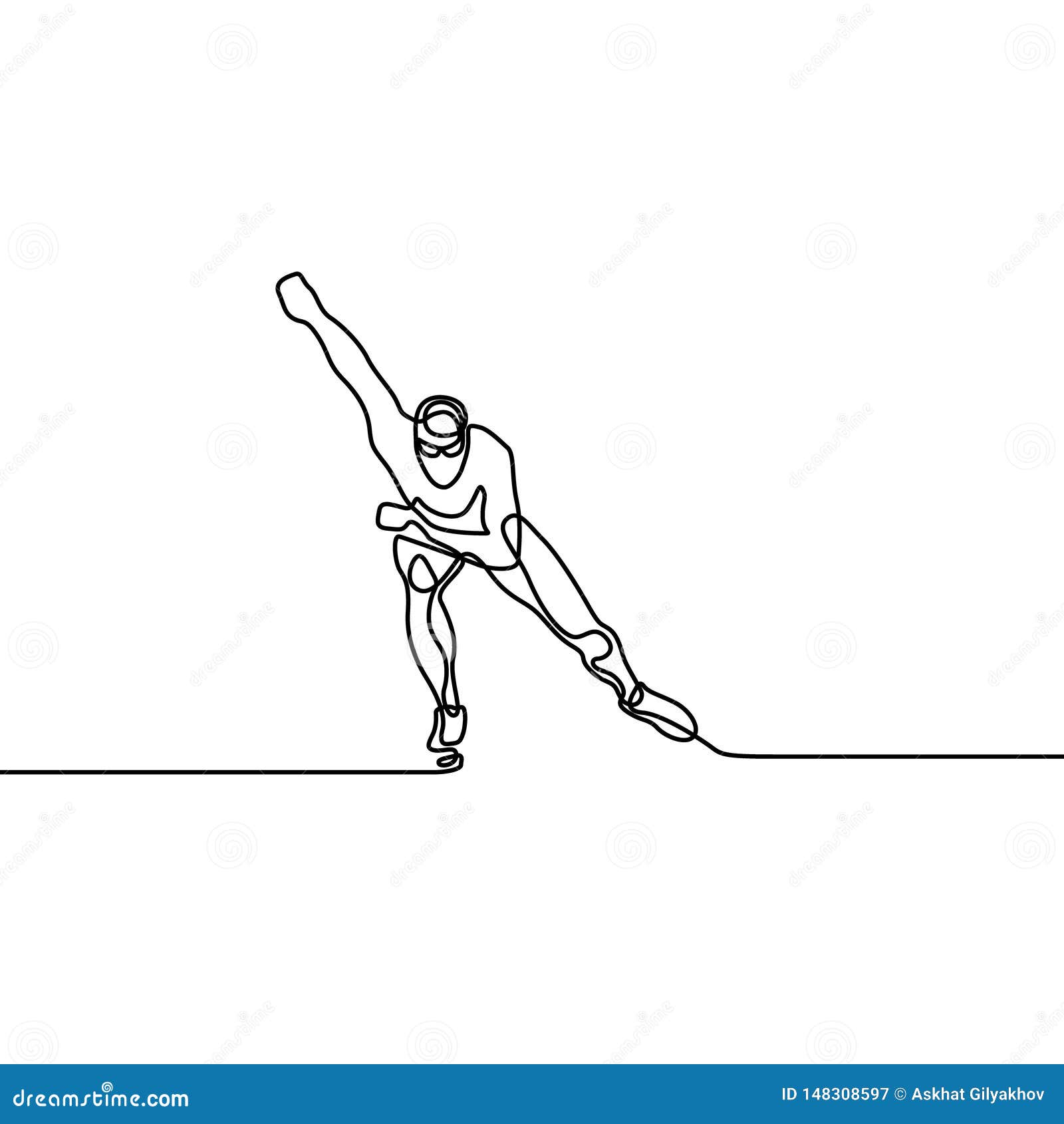 Continuous One Line Skate Runner, Olympic Winter Games Stock Vector ...