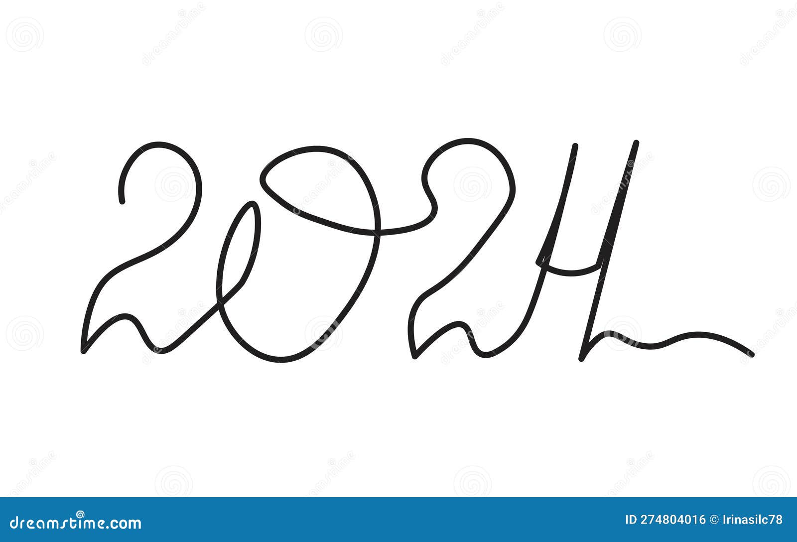 2024 Continuous One Line. Thin Line Art Freehand Font, Single Outline ...