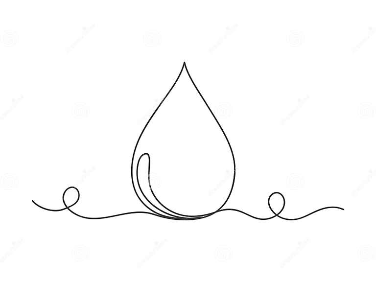 Continuous One Line Water Droplet Shape Vector Illustration Stock ...