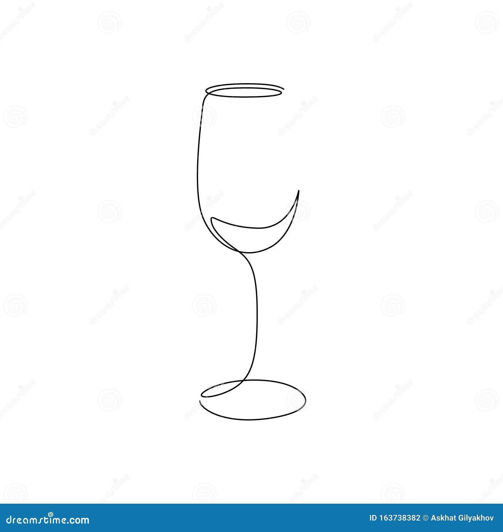 Continuous One Line Wine Glass Art. Vector Stock Vector - Illustration ...