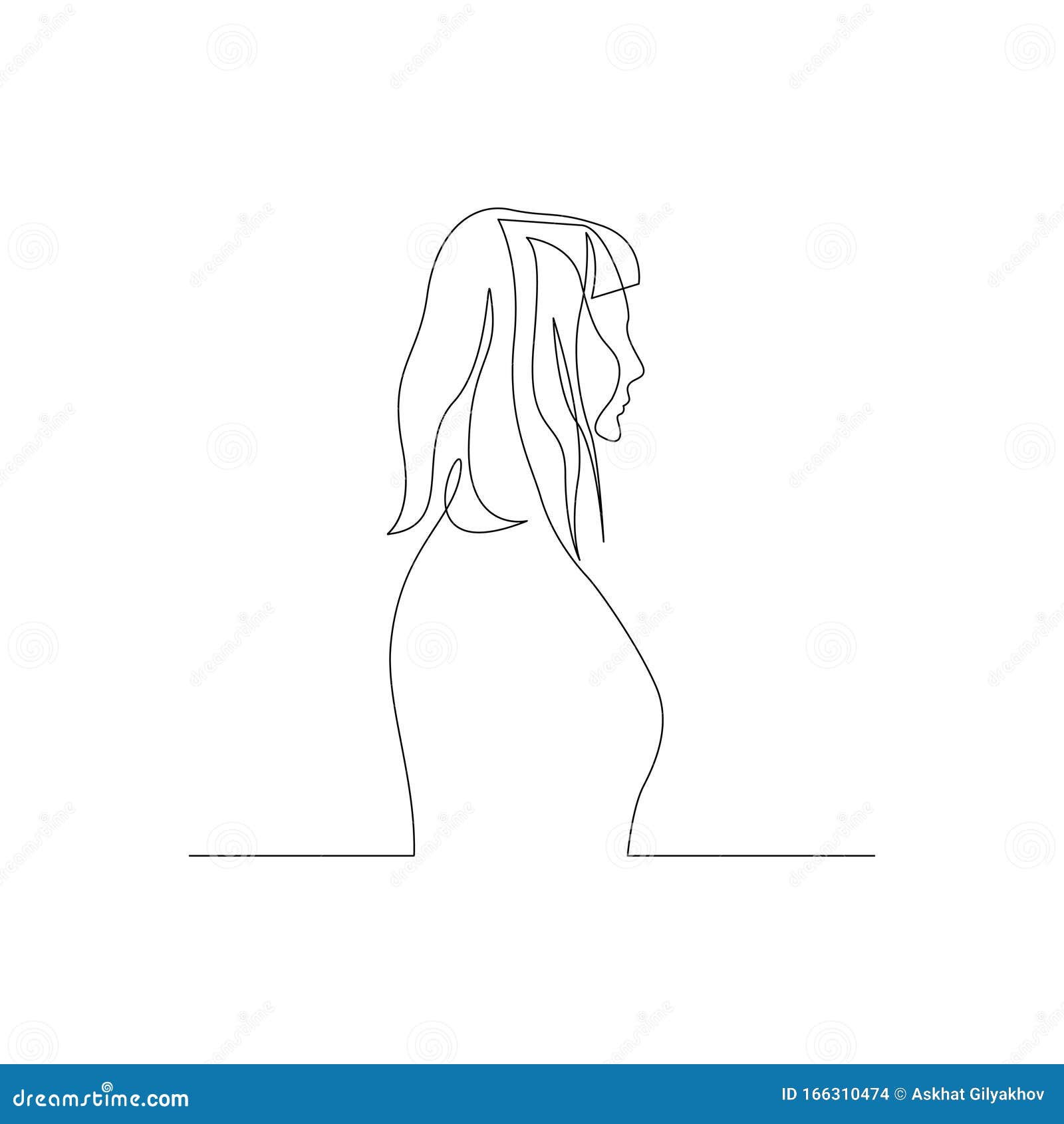 Continuous One Line Woman Side View. Vector Illustration. Stock Vector ...