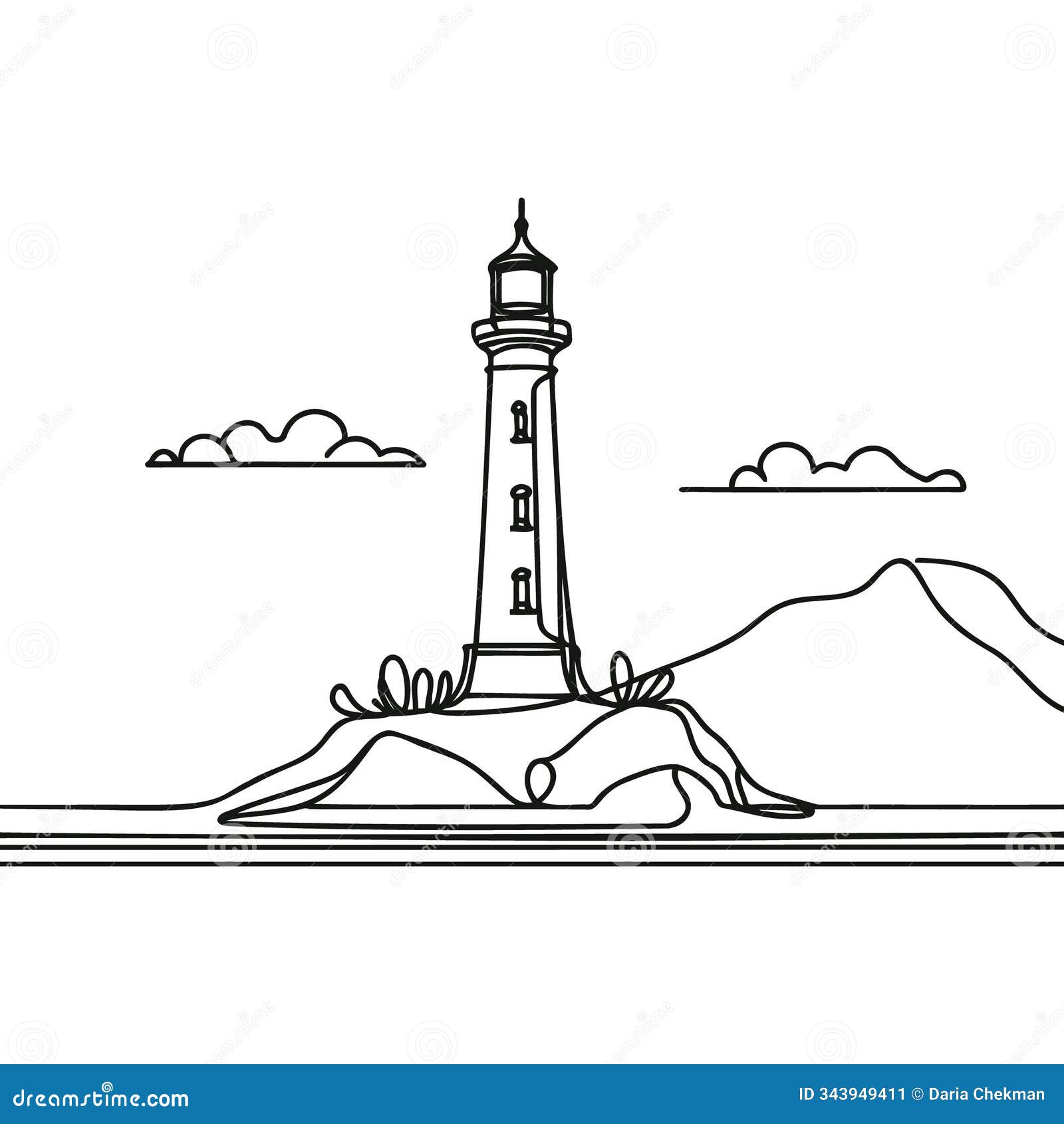 Continuous One Simple Line Drawing of a Lighthouse Stock Vector ...