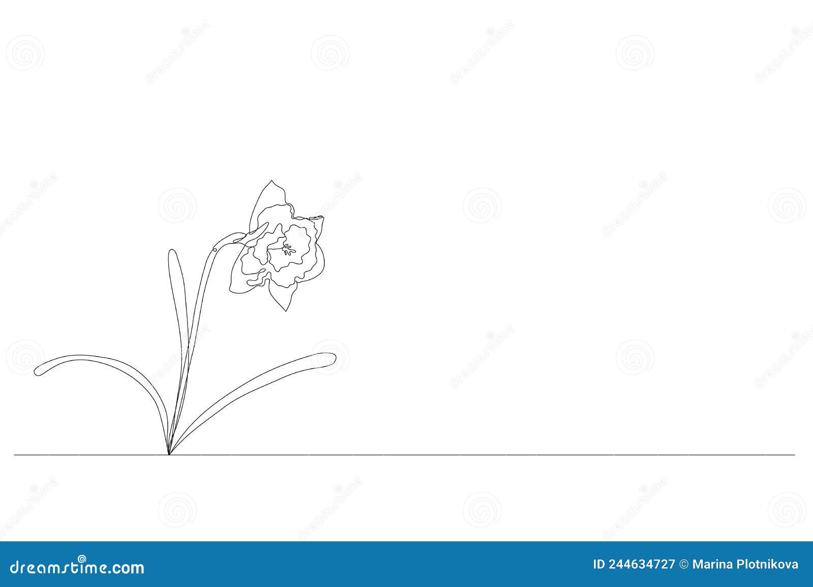 Continuous One Simple Single Abstract Line Drawing of Daffodil Flower ...