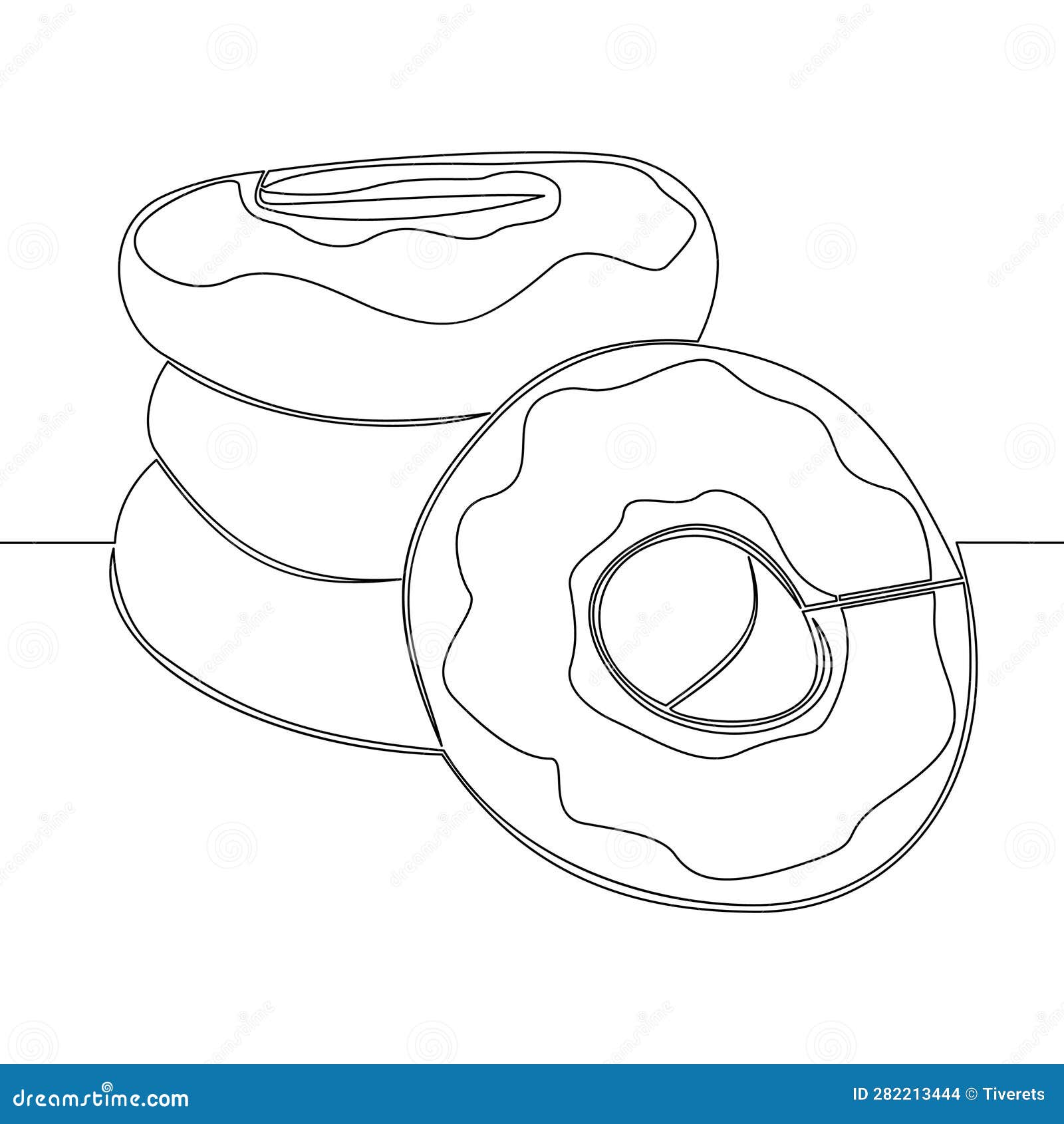 Continuous Line Drawing Bagels Bakery Products Icon Vector Illustration ...