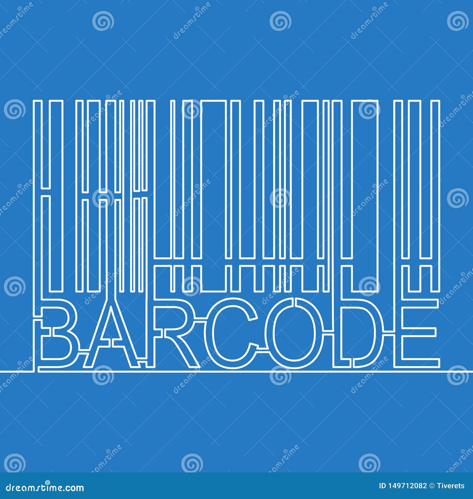 Continuous One Single Line Drawing Barcode Concept Stock Vector ...