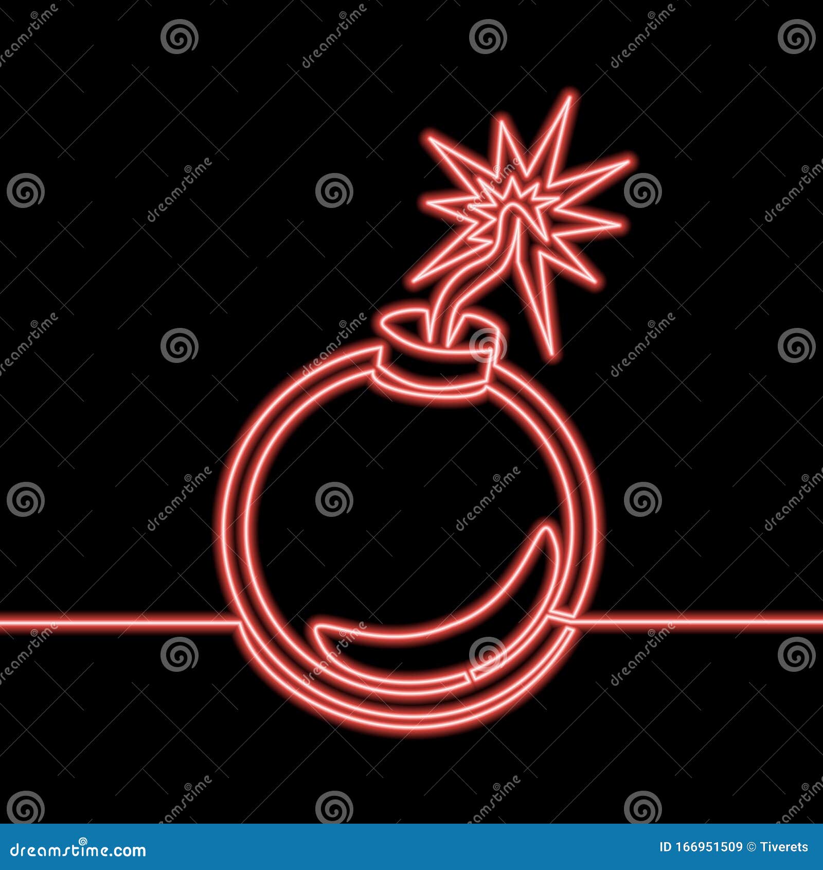 Continuous Line Drawing Bomb Neon Vector Concept Stock Vector ...