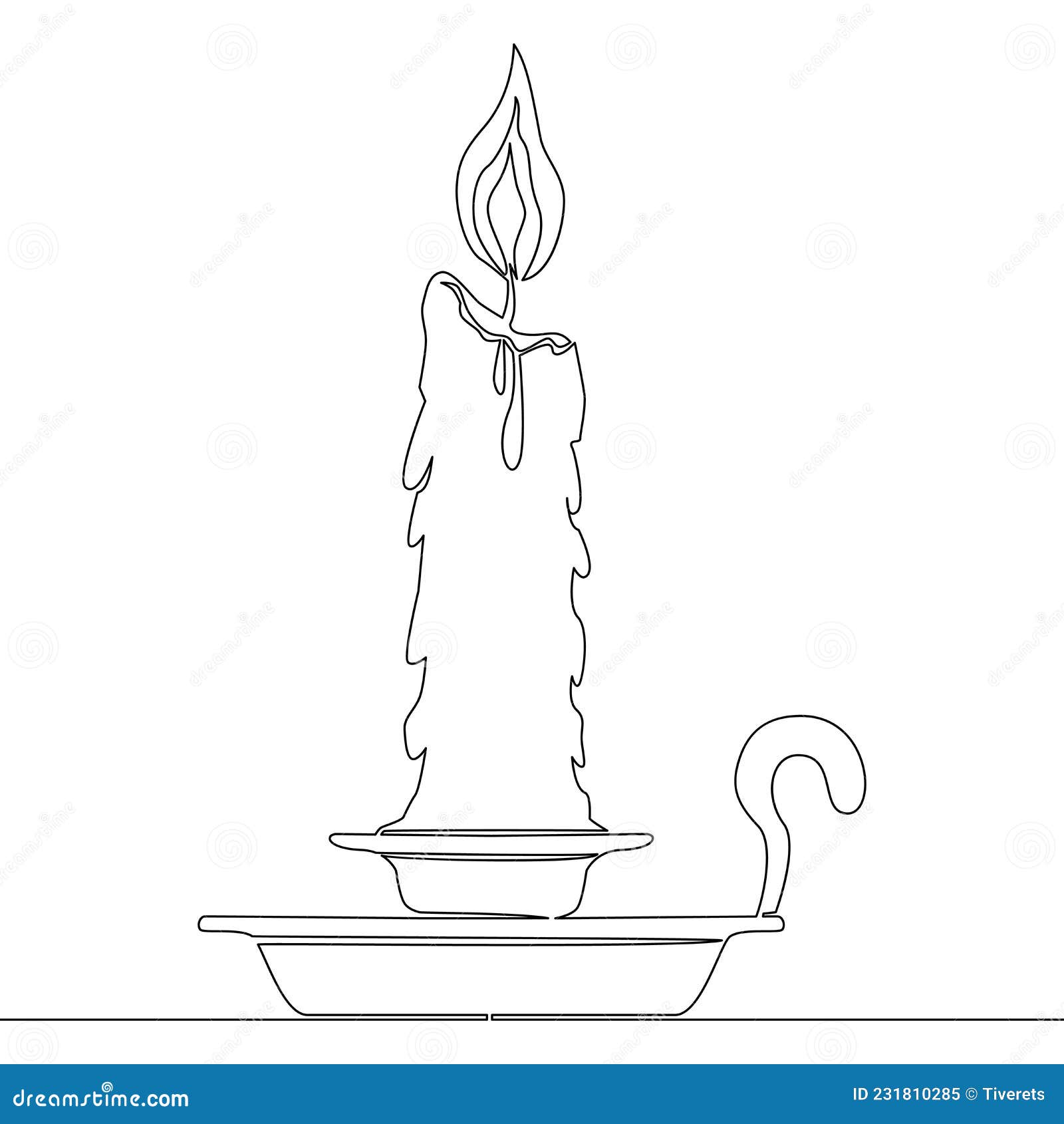 Continuous Line Drawing Candle Light Icon Concept Stock Vector ...