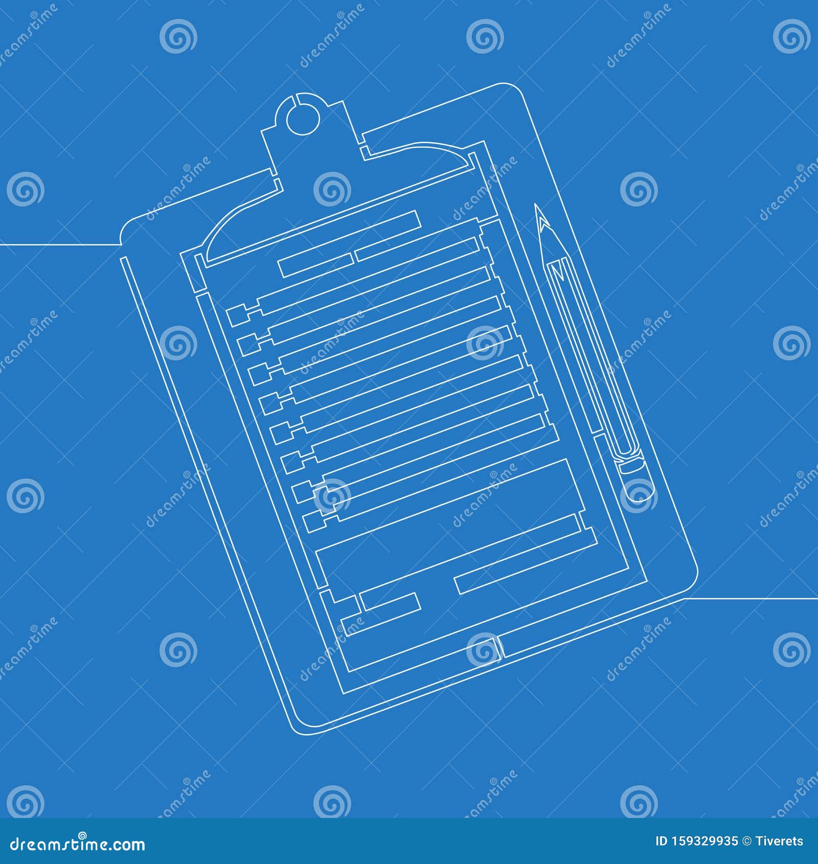 Continuous One Line Drawing Clipboard Checklist Stock Vector ...