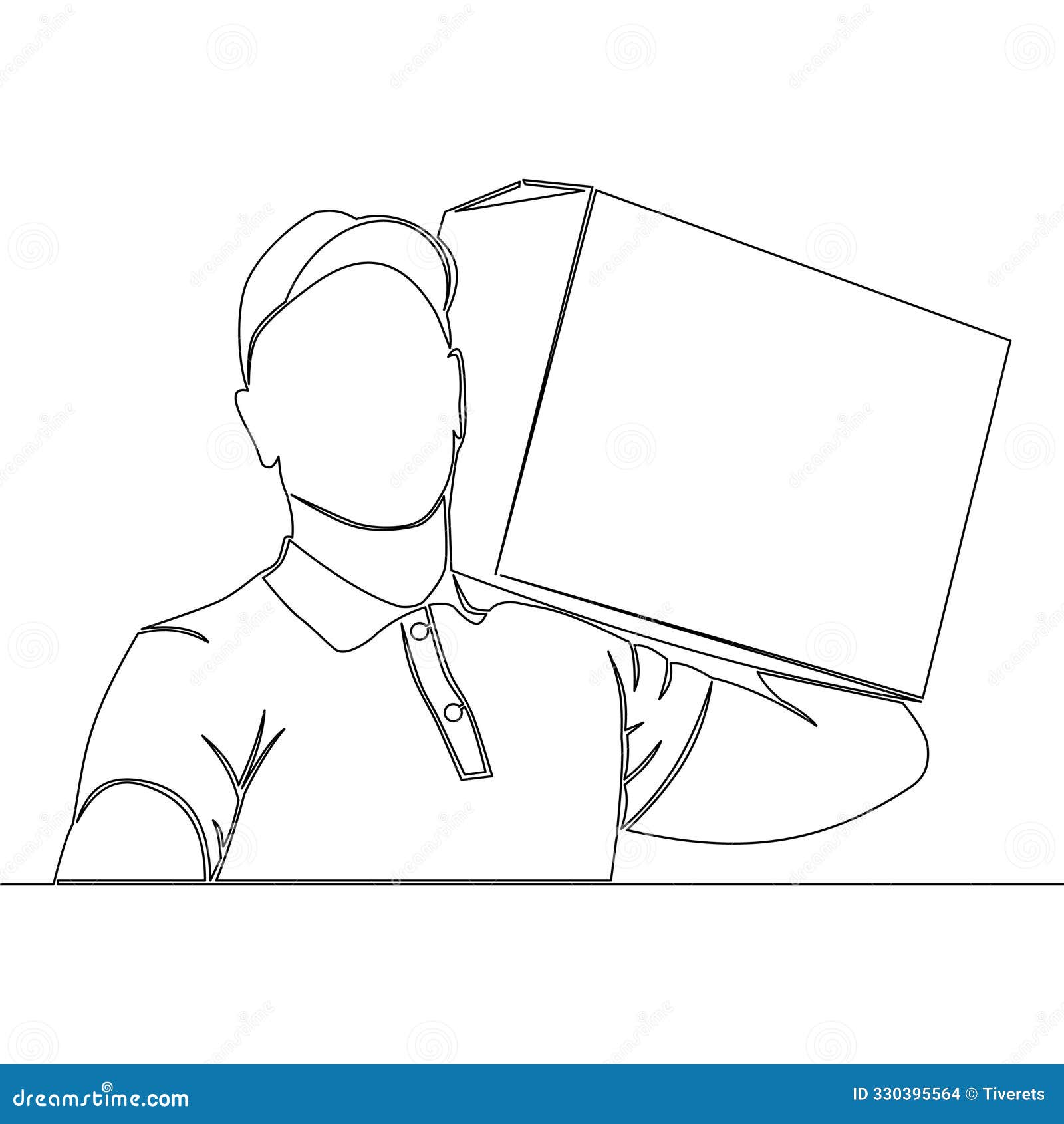 Continuous Line Drawing a Delivery Worker Carries a Packages Icon ...