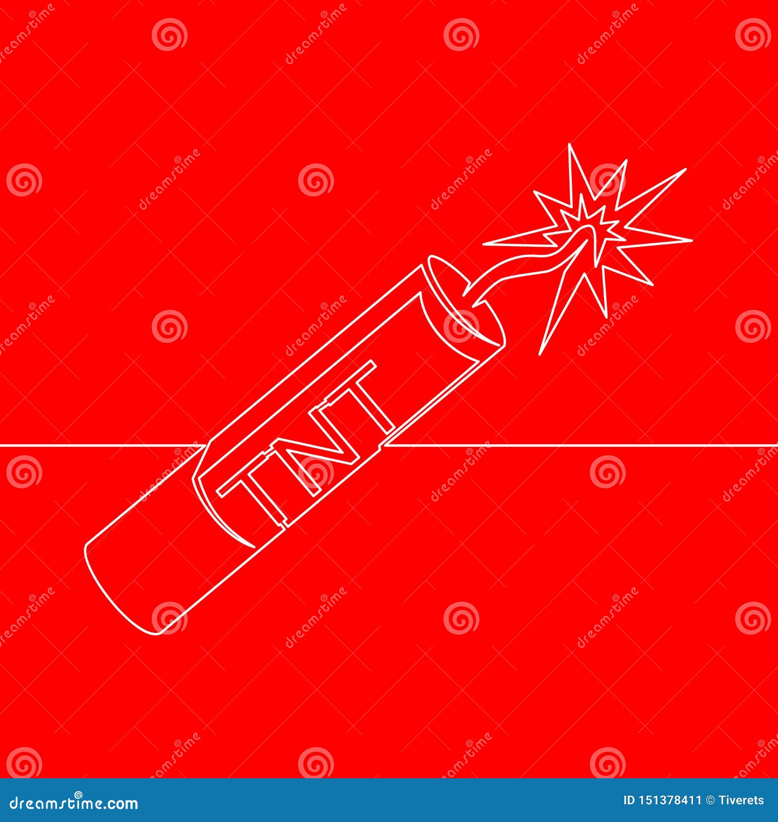 Continuous One Line Drawing Dynamite Icon Concept Stock Vector ...