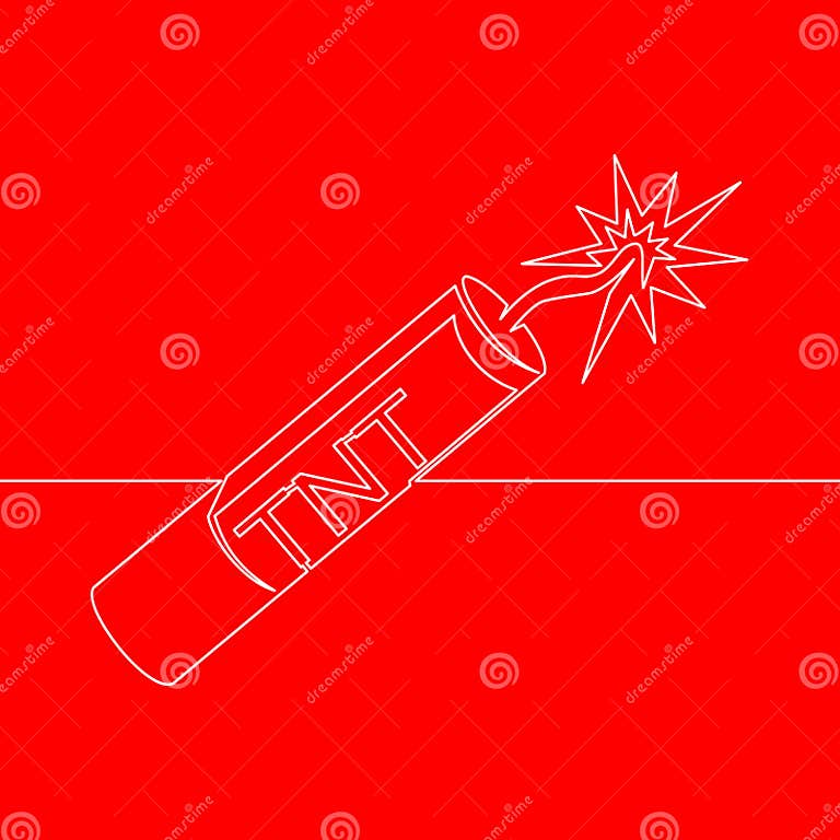 Continuous One Line Drawing Dynamite Icon Concept Stock Vector ...