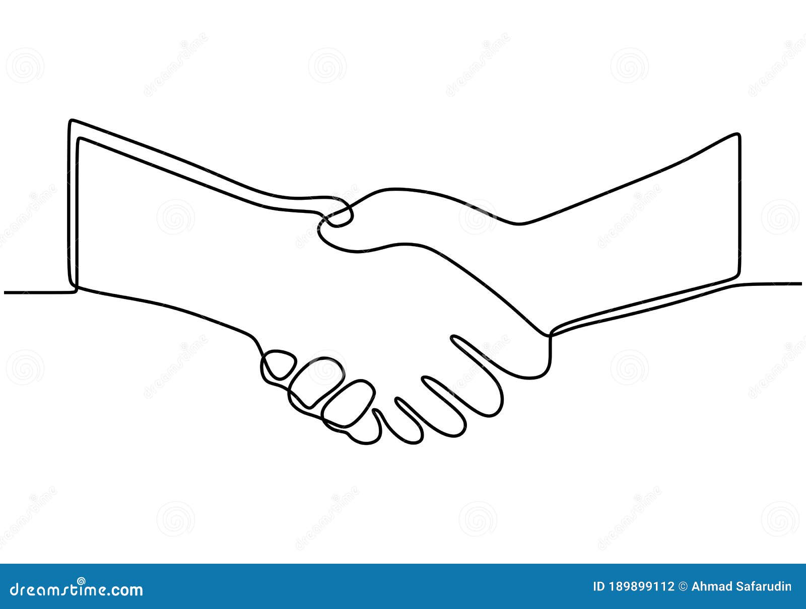 Continuous One Single Line Drawing of Handshaking. One Line Draw Design ...