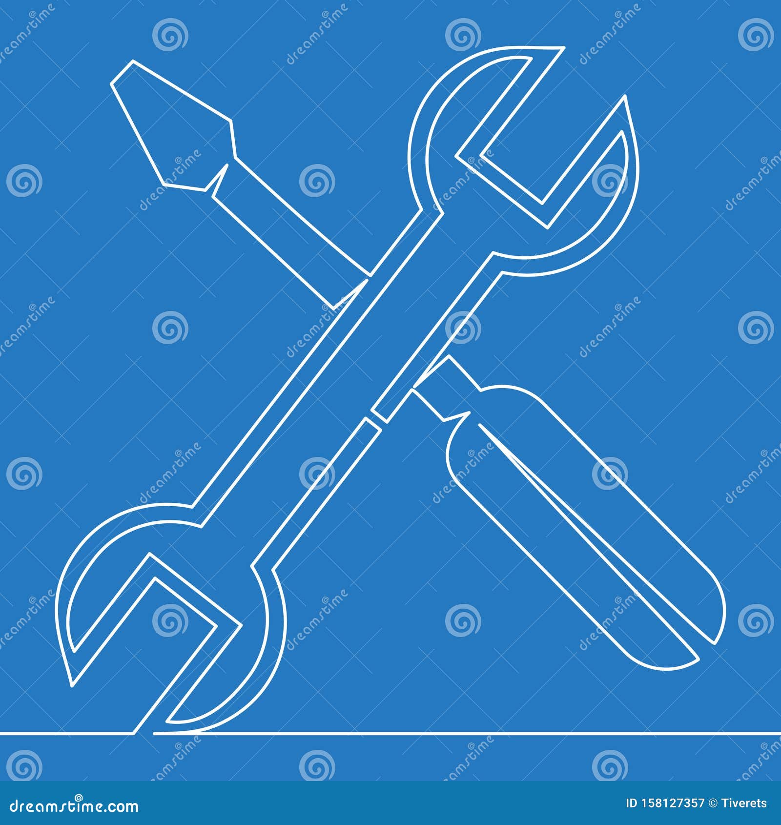 Continuous One Line Drawing Instruments Concept Stock Vector ...