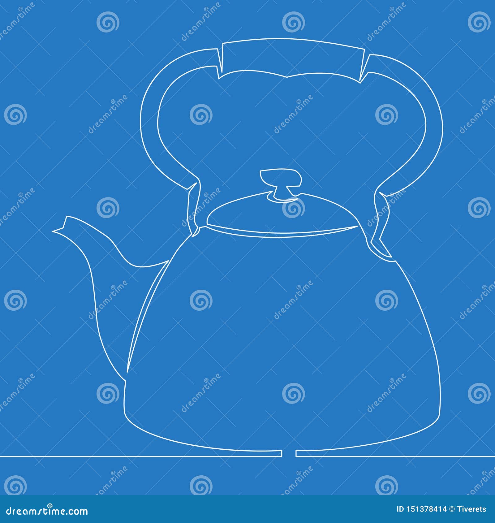 Continuous One Line Drawing Kettle Icon Concept Stock Vector ...