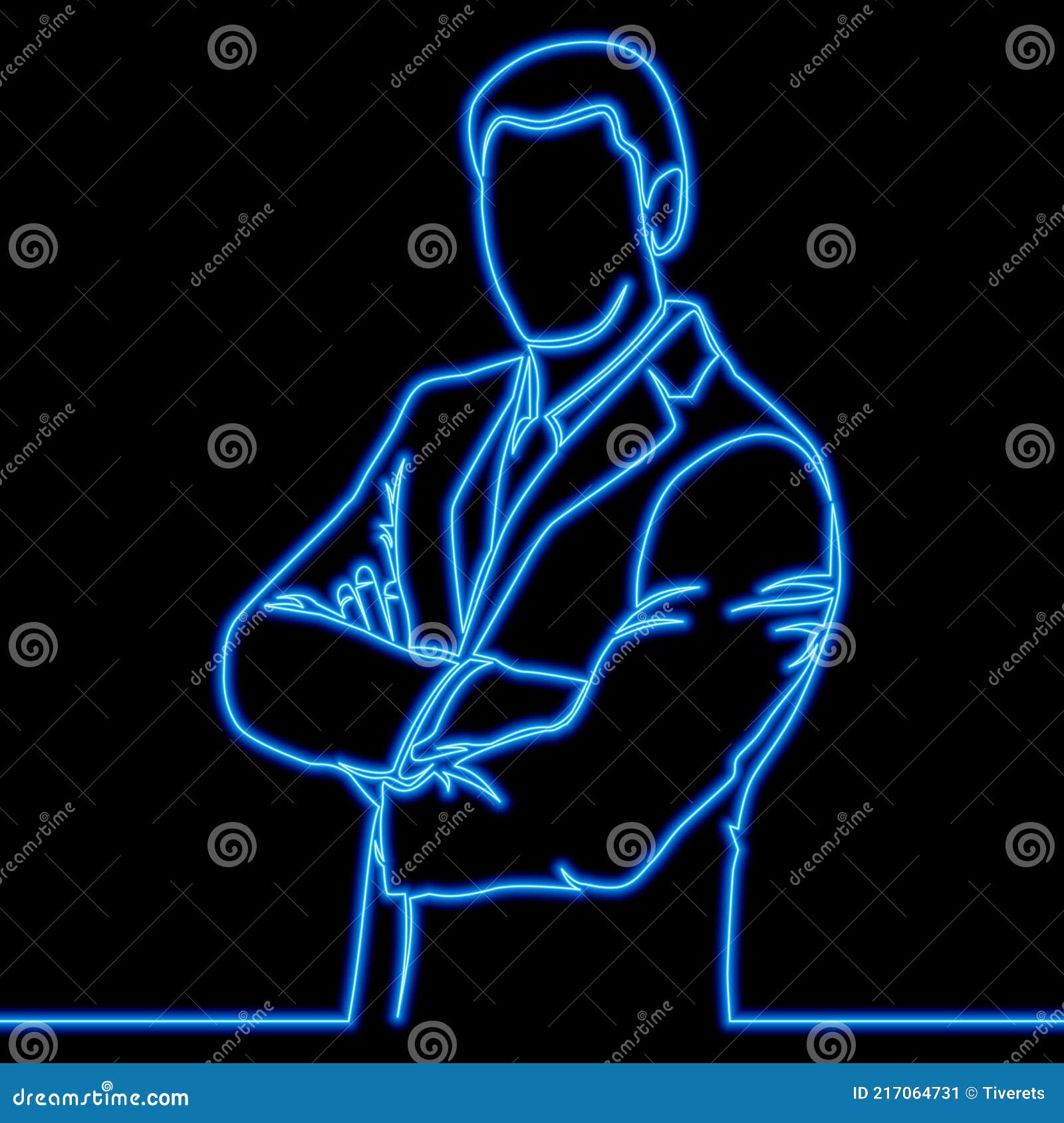 Continuous Line Manager Office Worker Neon Concept Stock Vector ...