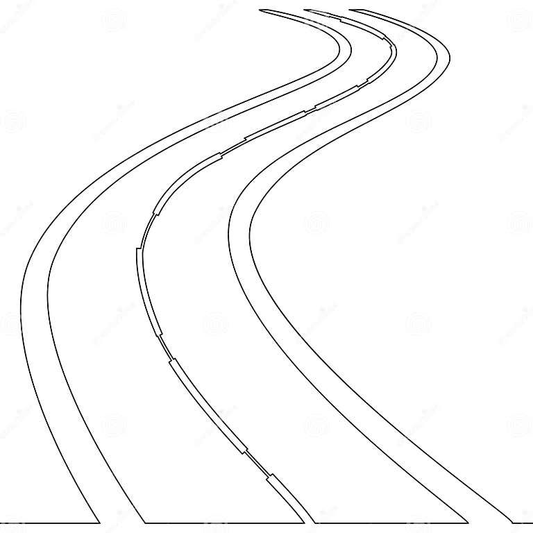 Continuous One Single Line Drawing Road Concept Stock Vector ...