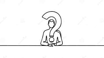 Continuous One Single Line Drawing Thinking Man with Question Mark Icon ...