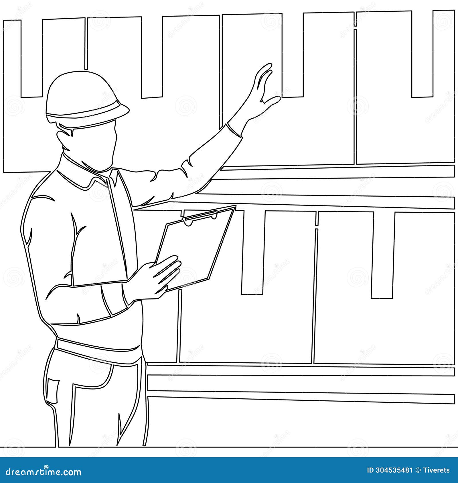 Continuous One Single Line Drawing Warehouse Manager Icon Vector ...