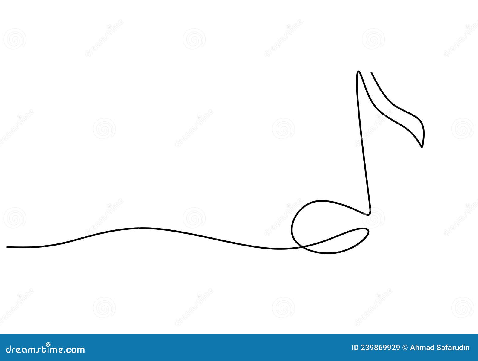 Continuous One Single Line of Music Notes Symbol Isolated on White ...