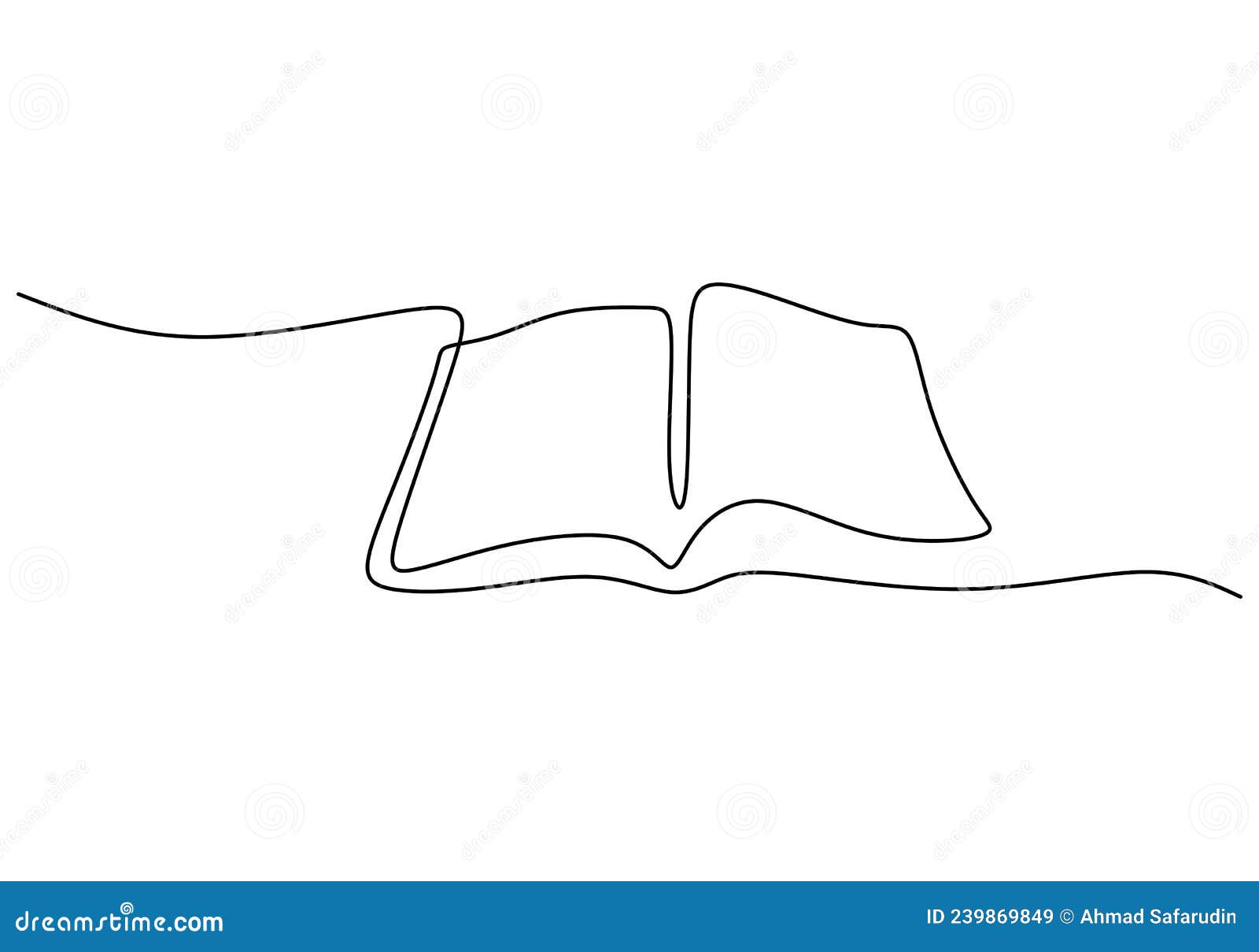 Continuous One Single Line of Opened Book Isolated on White Background ...