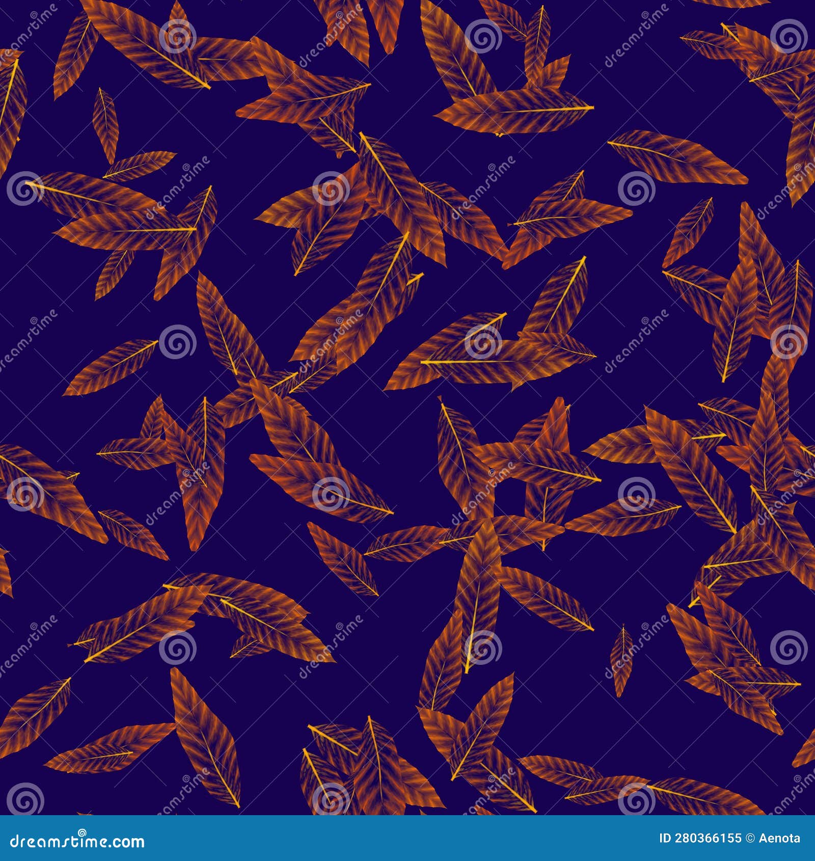 Continuous Pattern with Bright Leaves Stock Illustration - Illustration ...