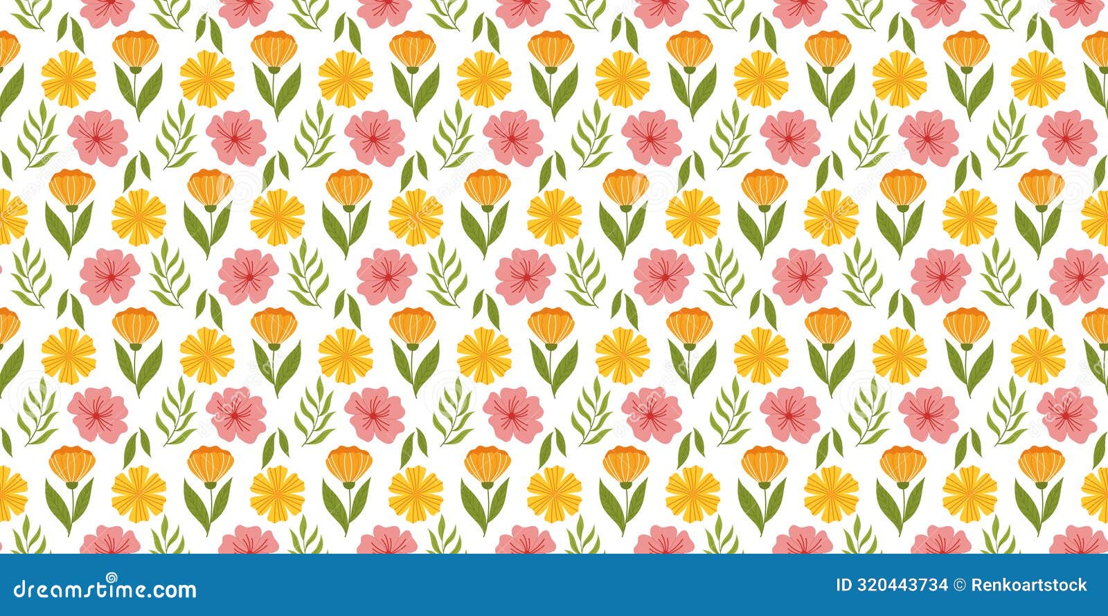 Continuous Pattern Featuring Floral Elements. Botanical-inspired ...