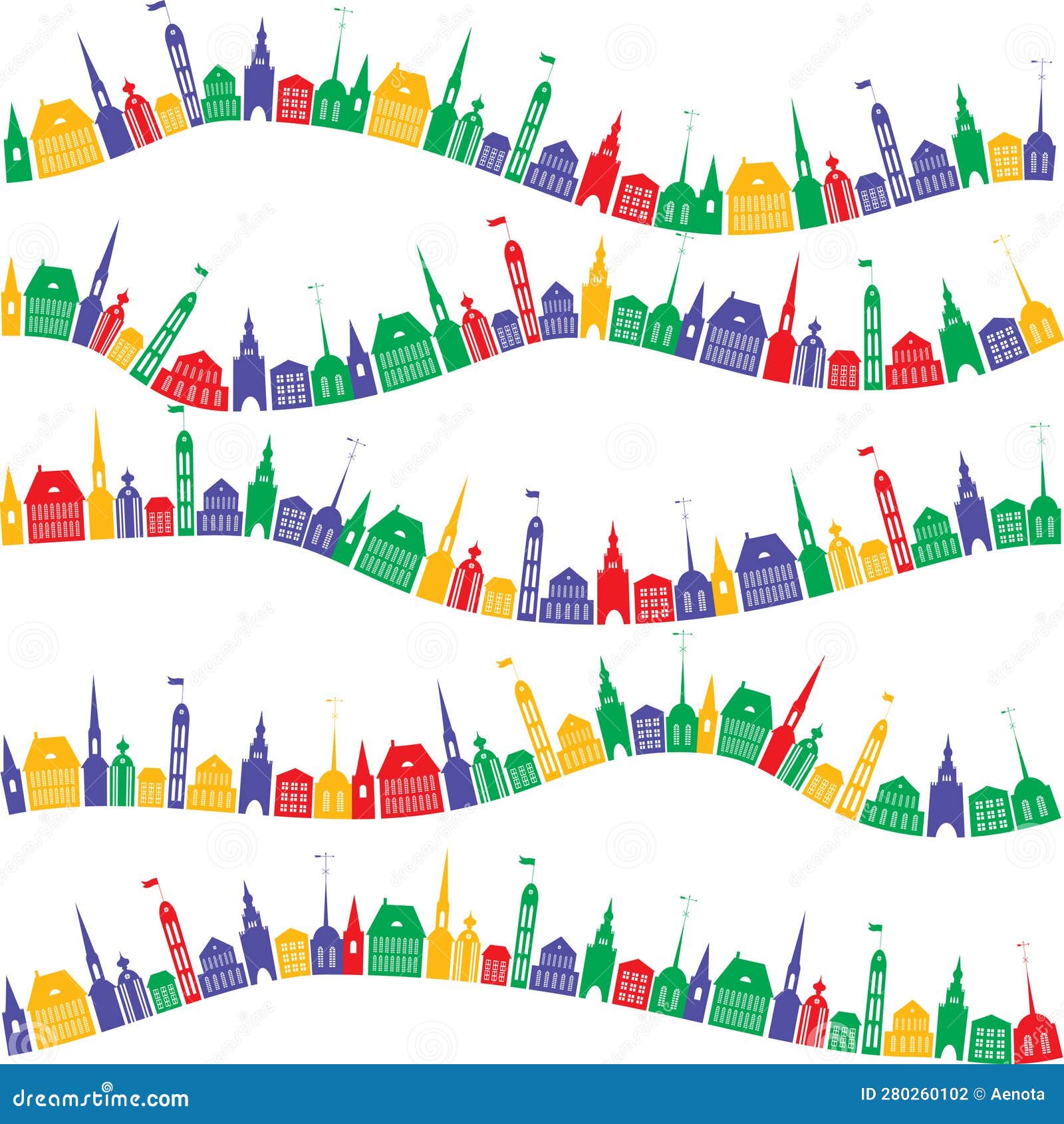 Continuous Pattern with Silhouettes of Houses Stock Vector ...