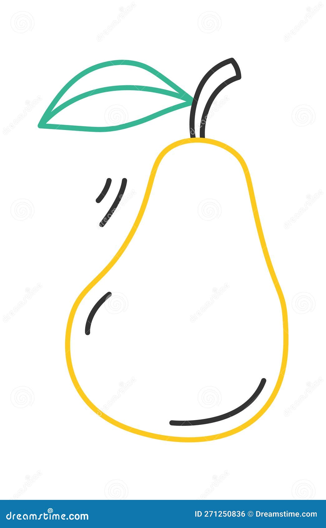 Continuous Pear Line Art Colored Lines of Fruit Design Element Stock ...