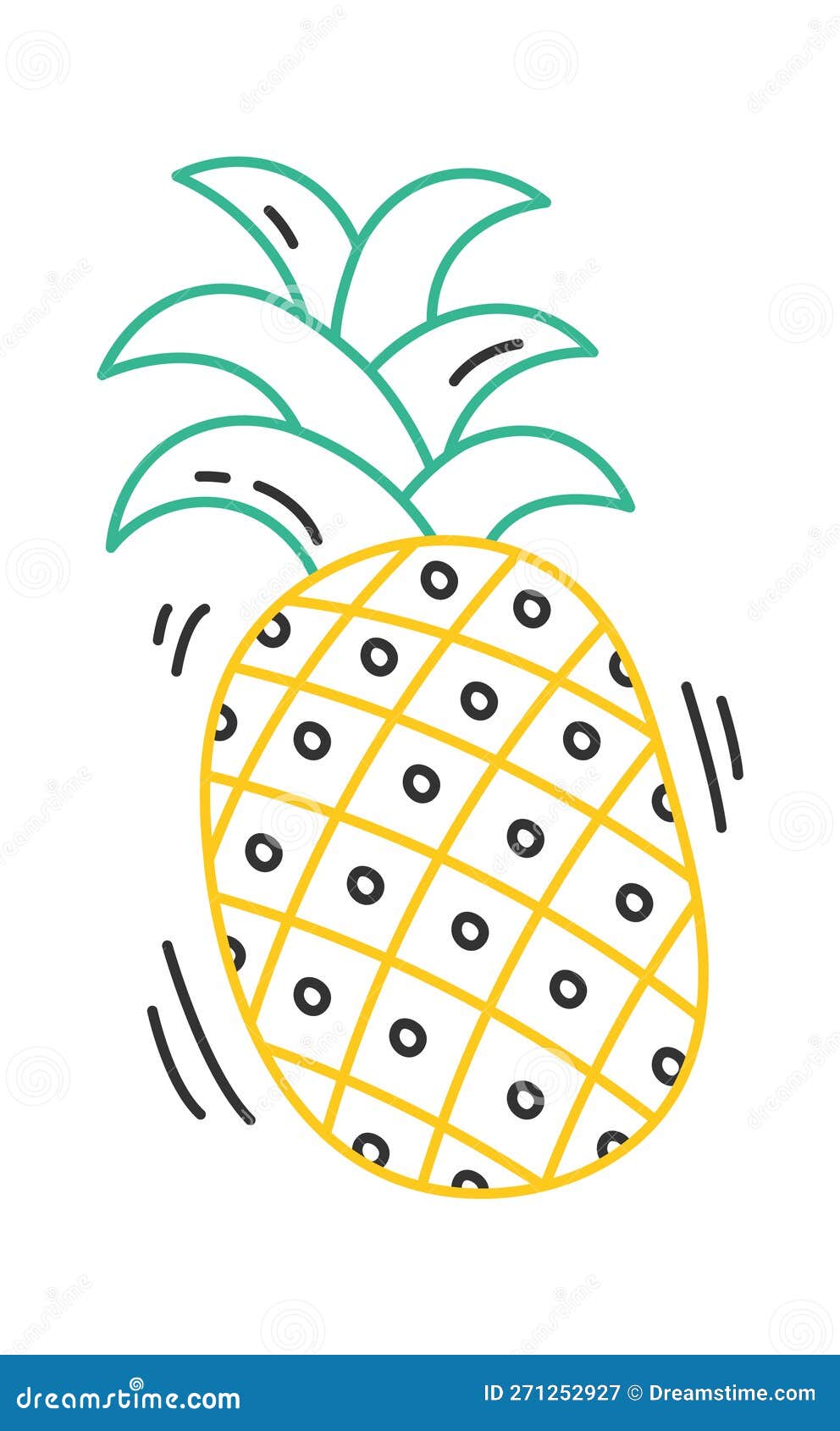 Continuous Pineapple Line Art Colored Lines of Fruit Design Element ...