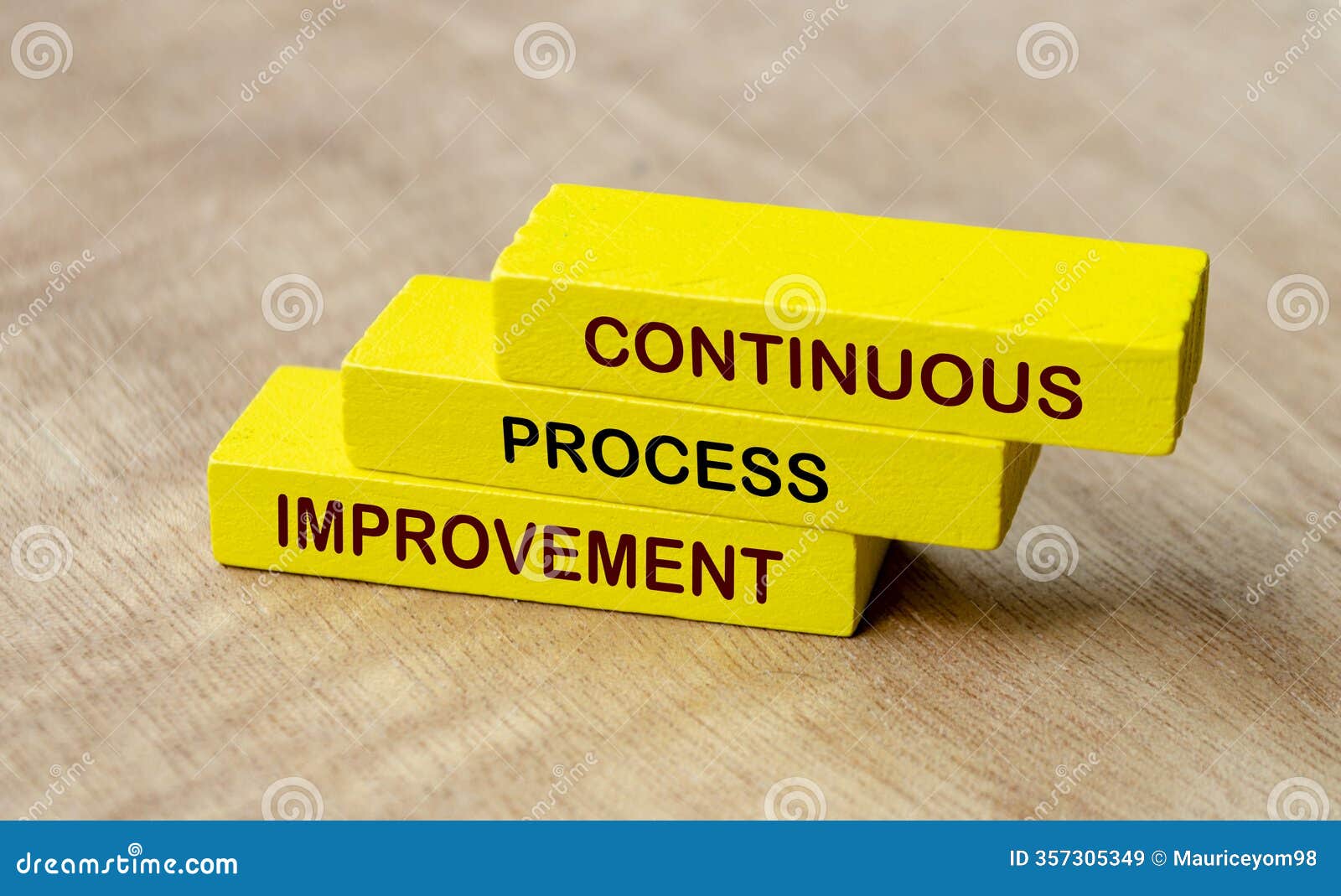 Continuous Process Improvement Text on Yellow Wooden Blocks. Business ...