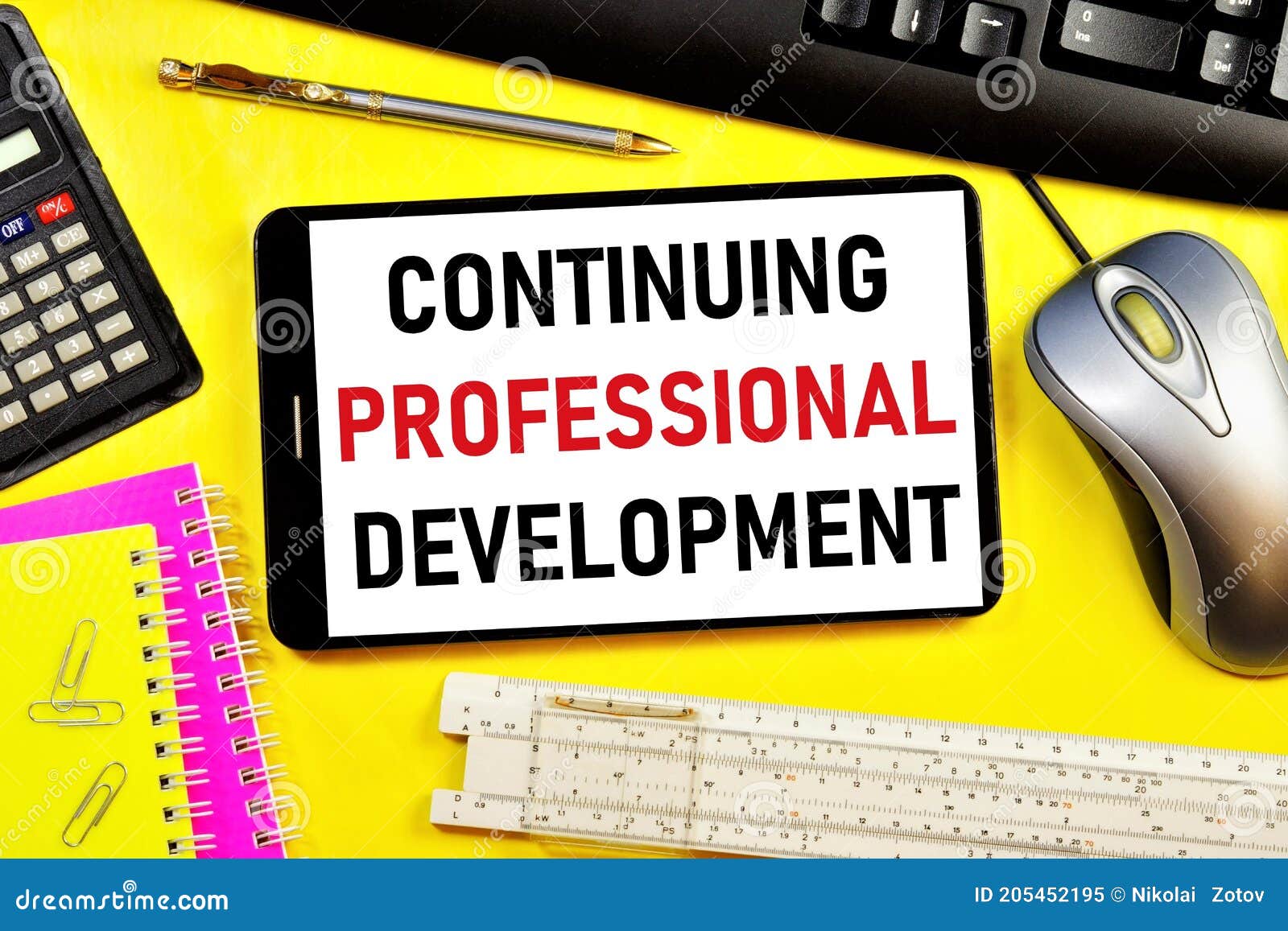 Continuous Professional Development. Text Label on the Screen of the ...