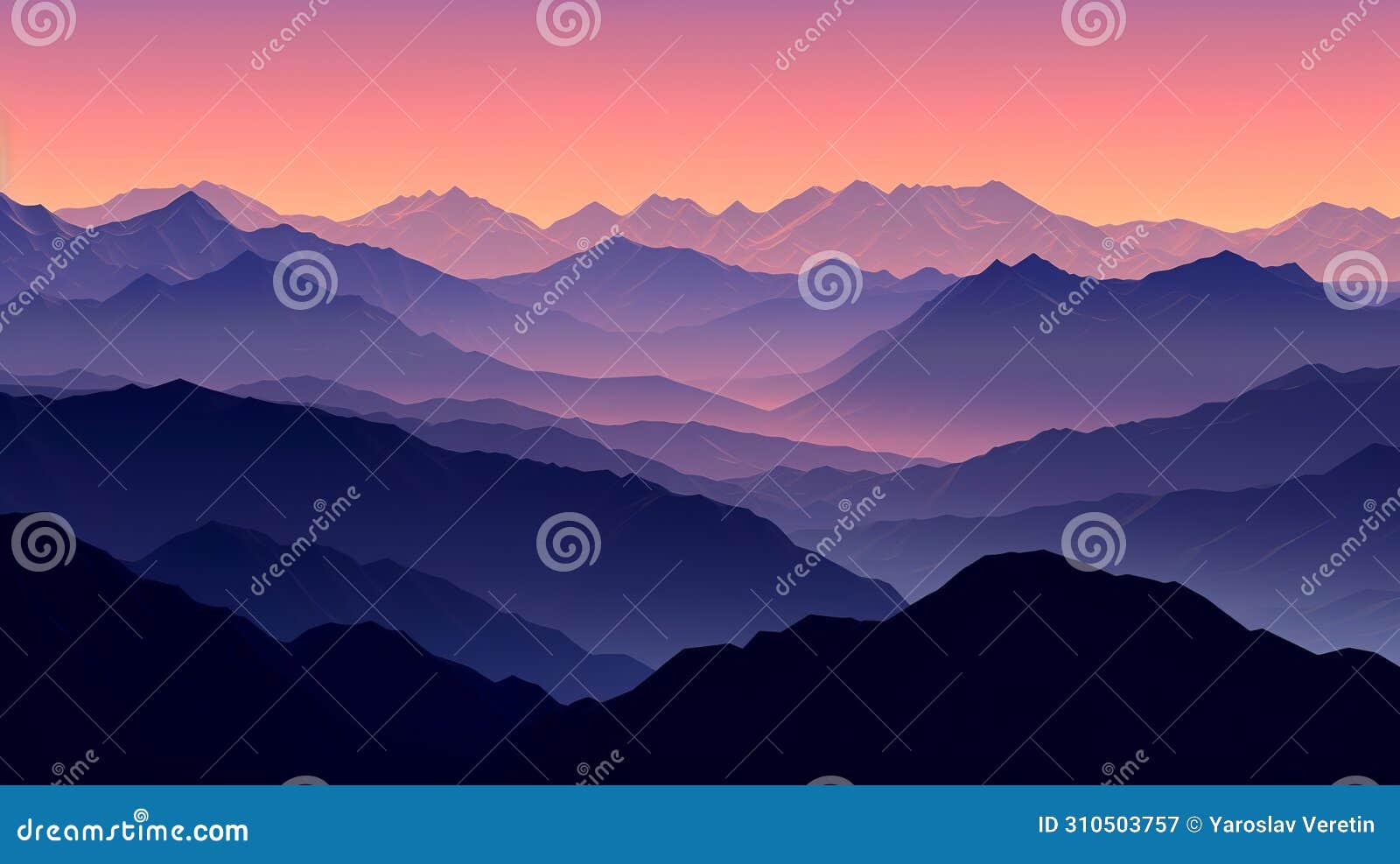 A Continuous Range of Mountains Stretching As the Sun Sets Stock Image ...
