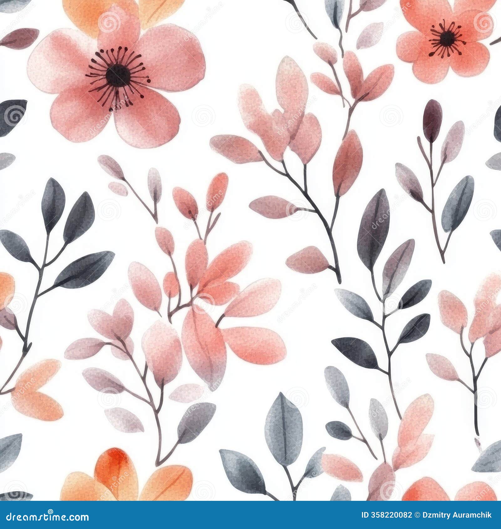 Continuous, Recurring Watercolor Floral Background Pattern. Recurring ...