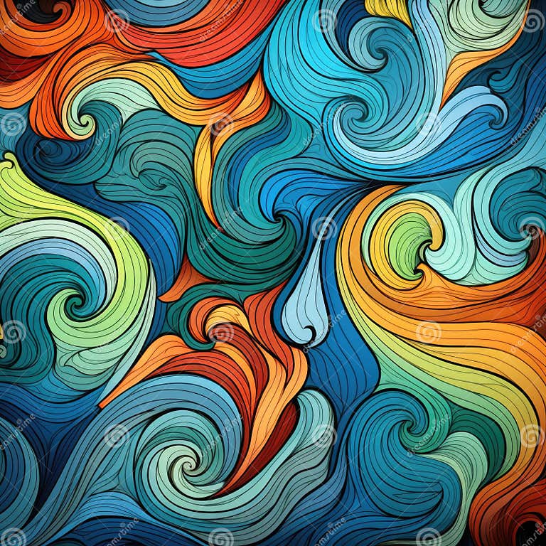 A Continuous Repeating Tile Pattern with Swirling Colors and Moving ...