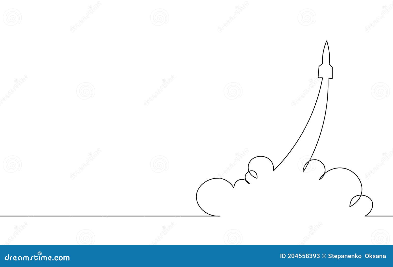 Continuous Rocket One Line Silhouette. Hand Drawing Sketch Spaceship ...