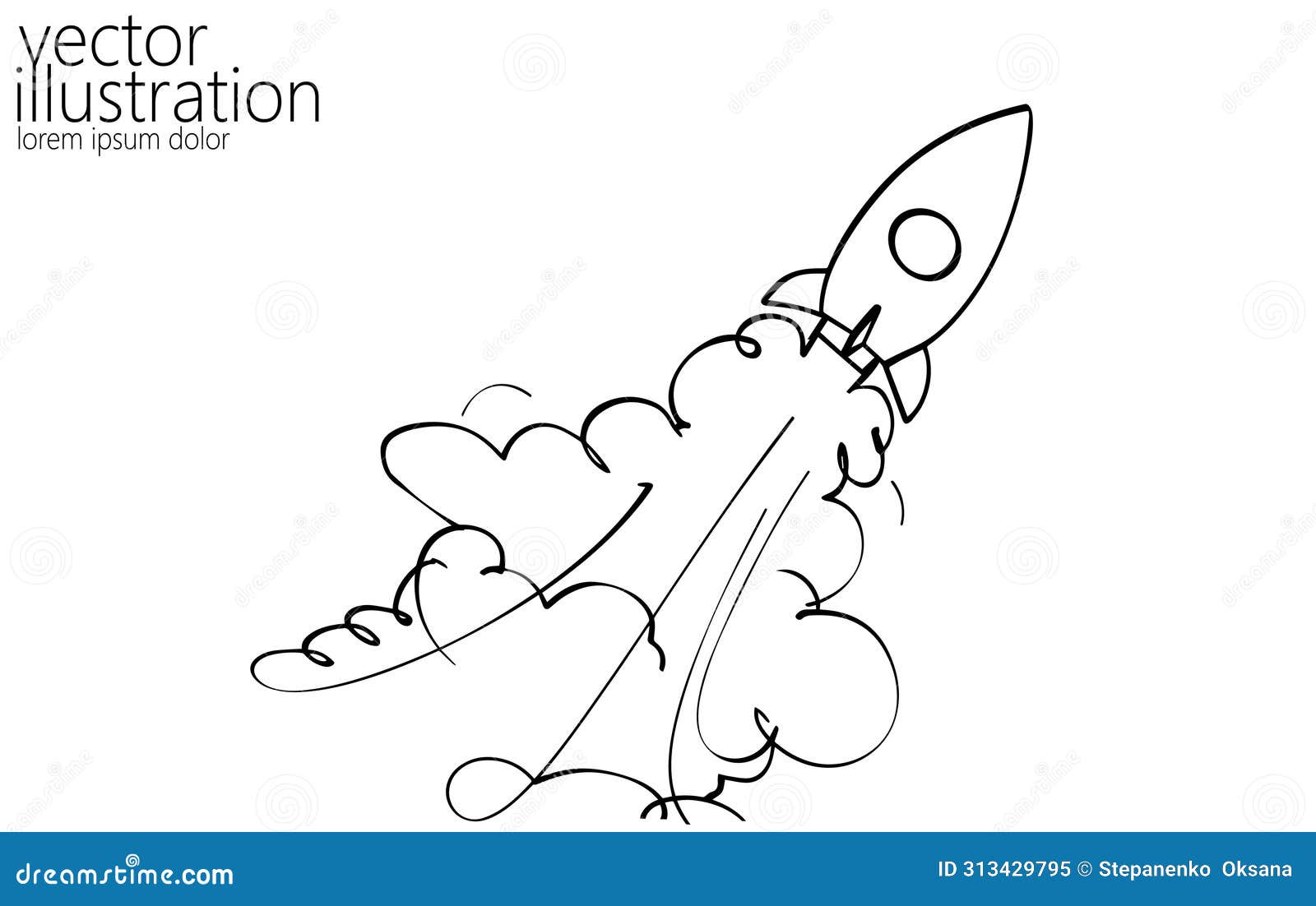 Continuous Rocket One Line Silhouette. Hand Drawing Sketch Spaceship ...