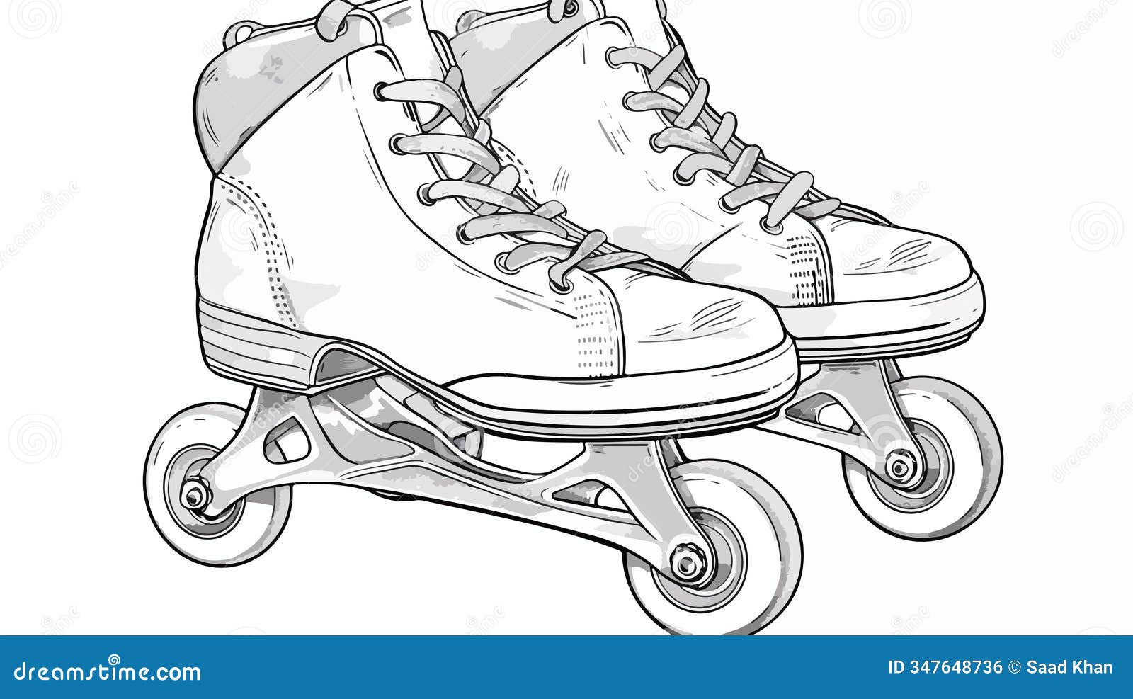 Continuous Roller Skate Line Art Drawing for Professional Design ...