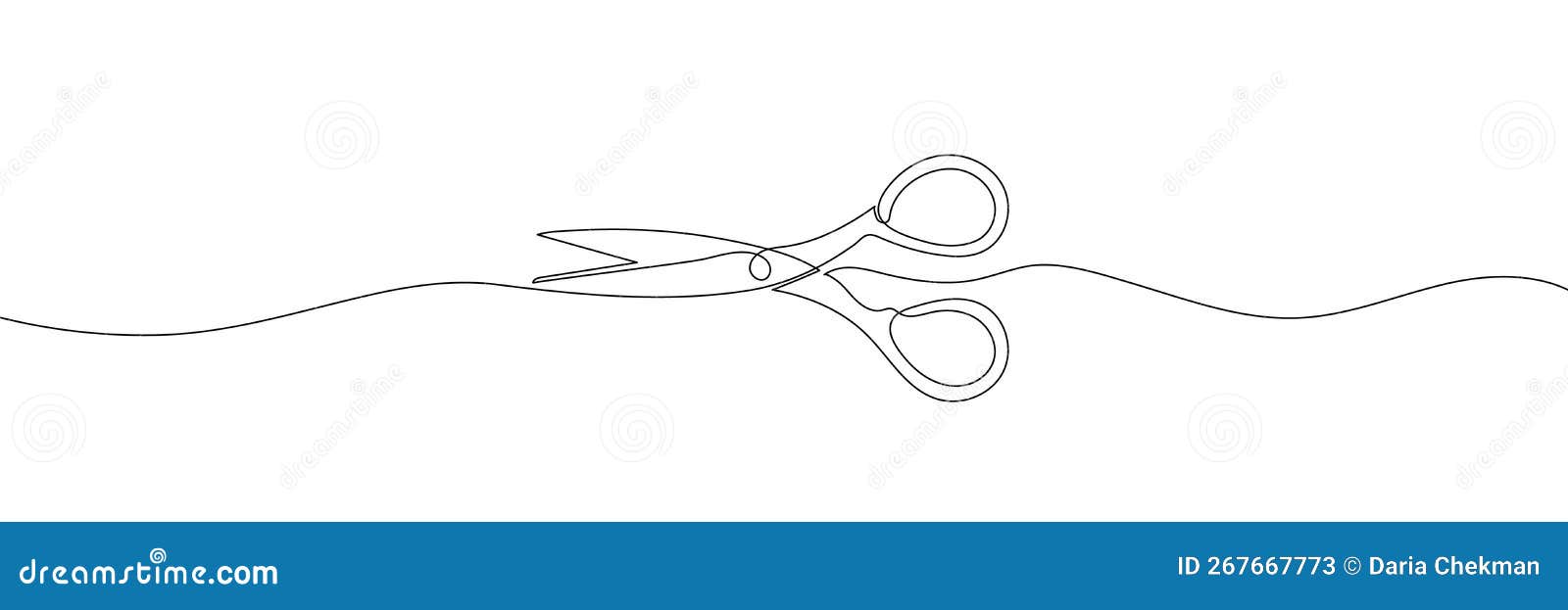 Continuous Scissors with One Line on a White Background Stock Vector ...