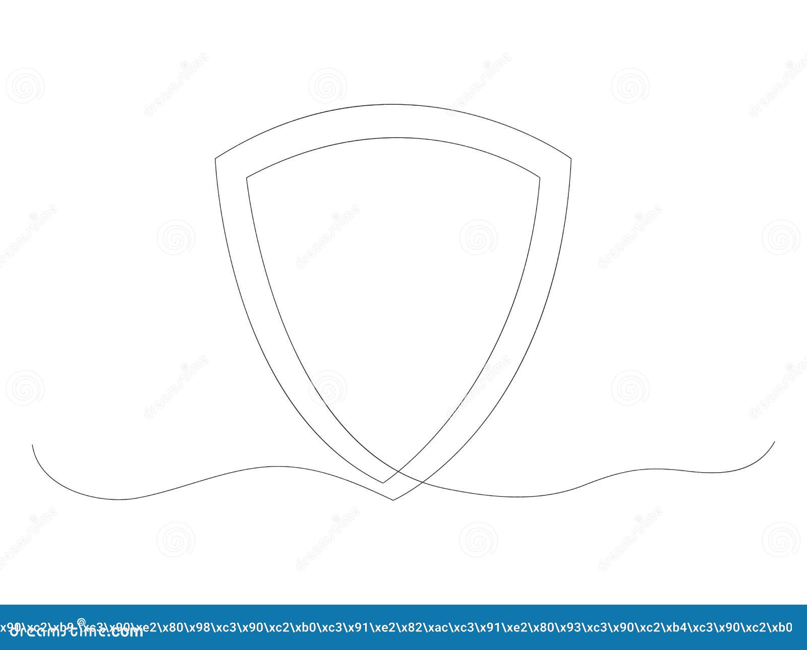 Continuous Shield Line Vector Illustration Isolated on White Background ...
