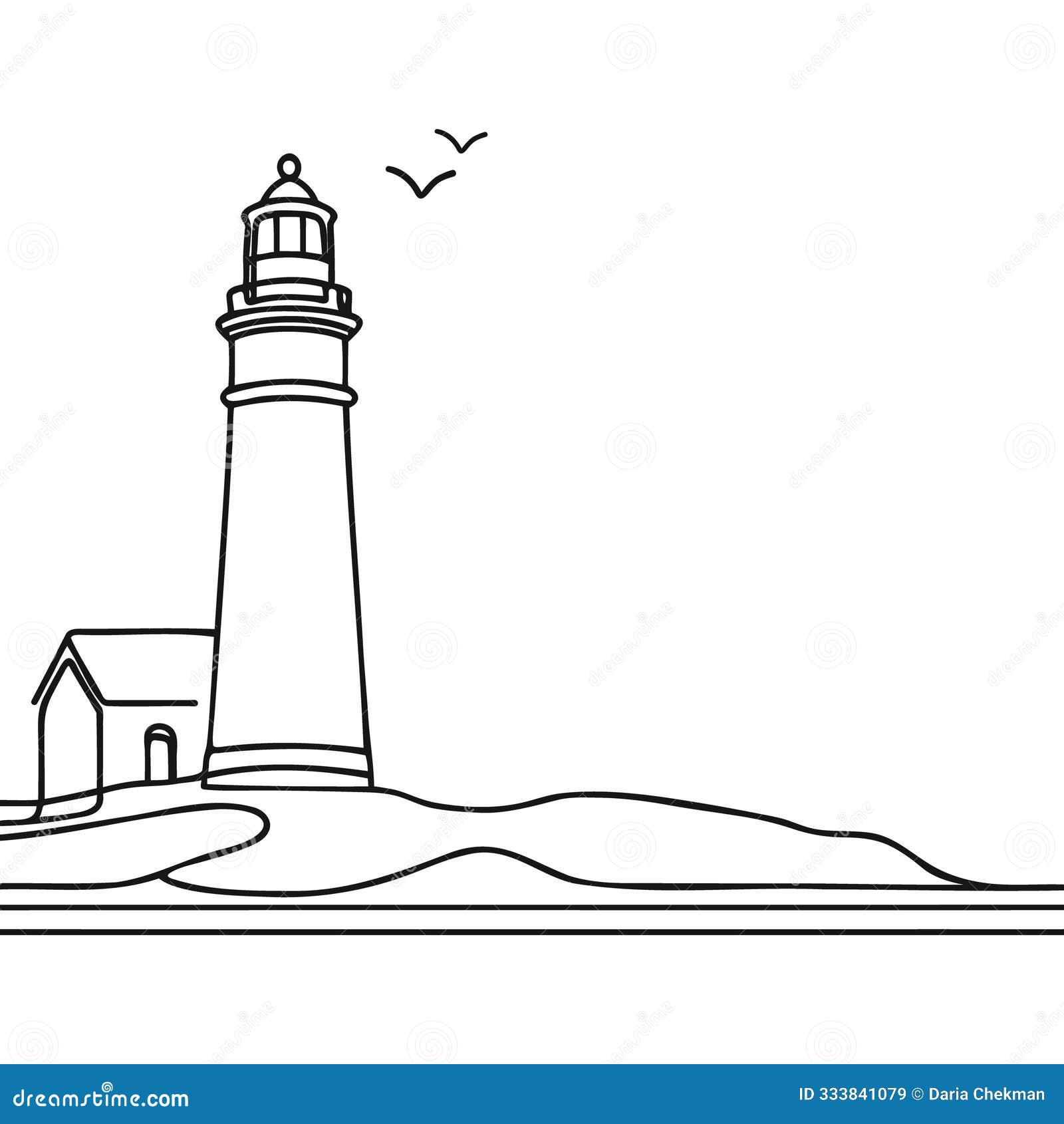 Continuous One Simple Line Drawing Of A Lighthouse, Silhouetted On A ...