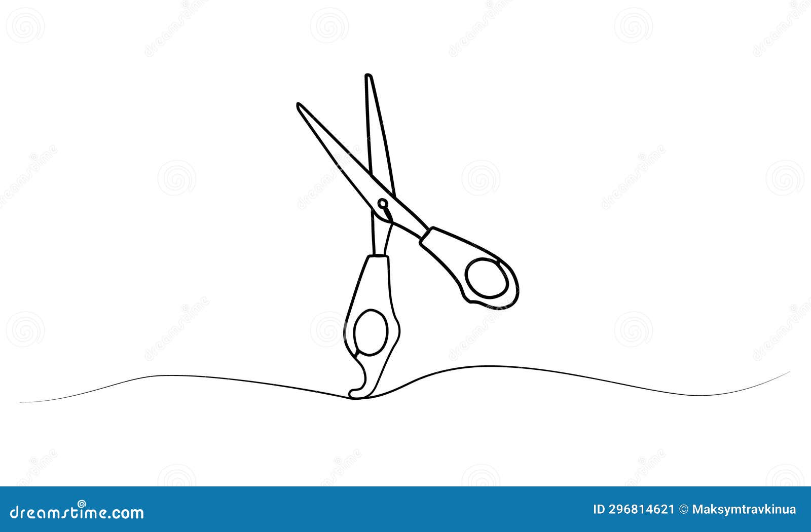 Animation of a Continuous Drawing of Scissors with One Line. Stock ...