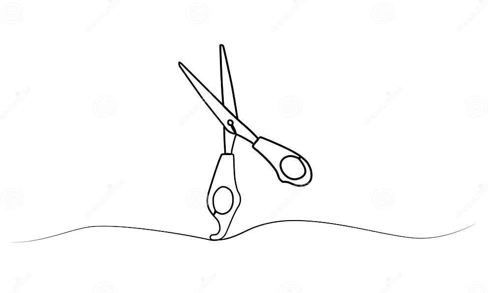 Animation of a Continuous Drawing of Scissors with One Line. Stock ...